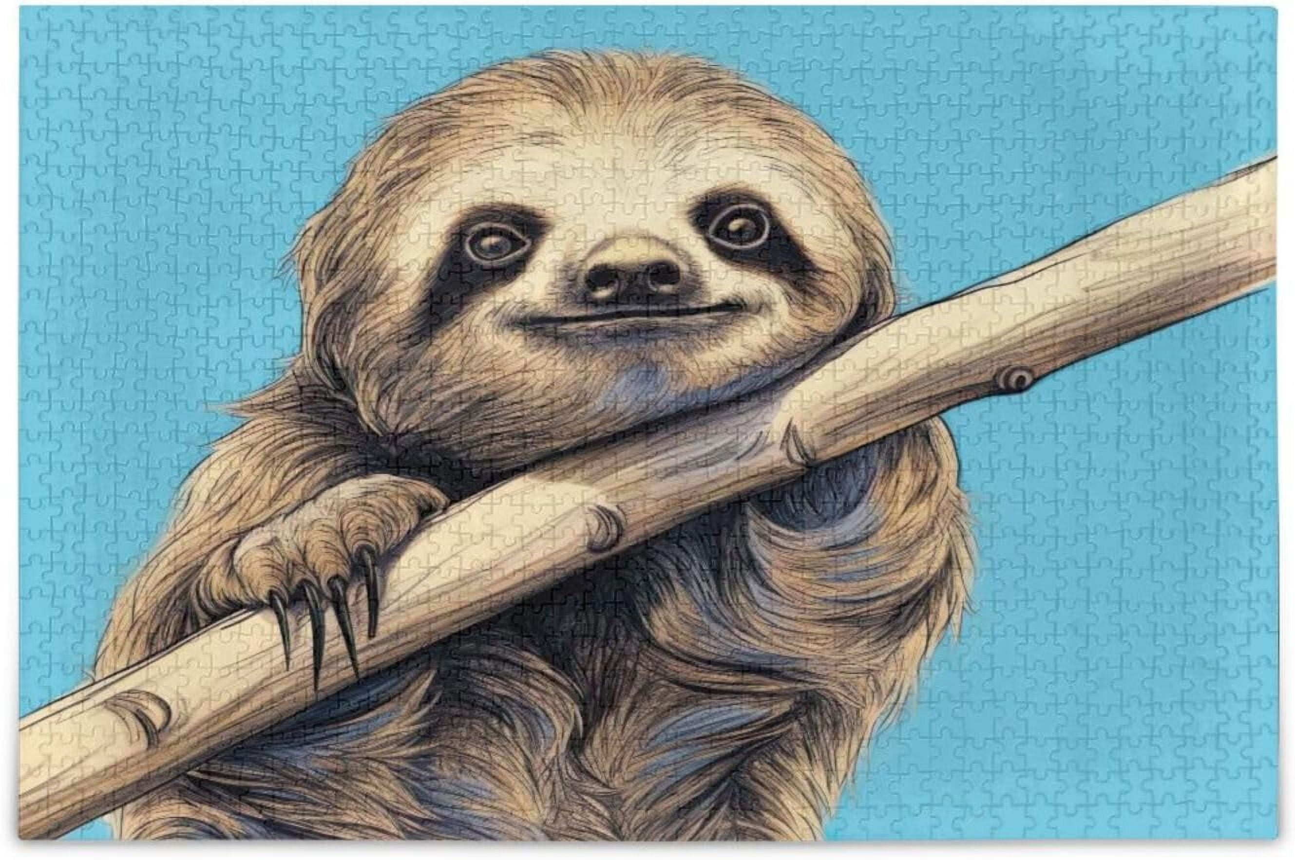 Dreamtimes Cute Sloth Pattern Puzzle 1000 Pieces - Wooden Jigsaw ...