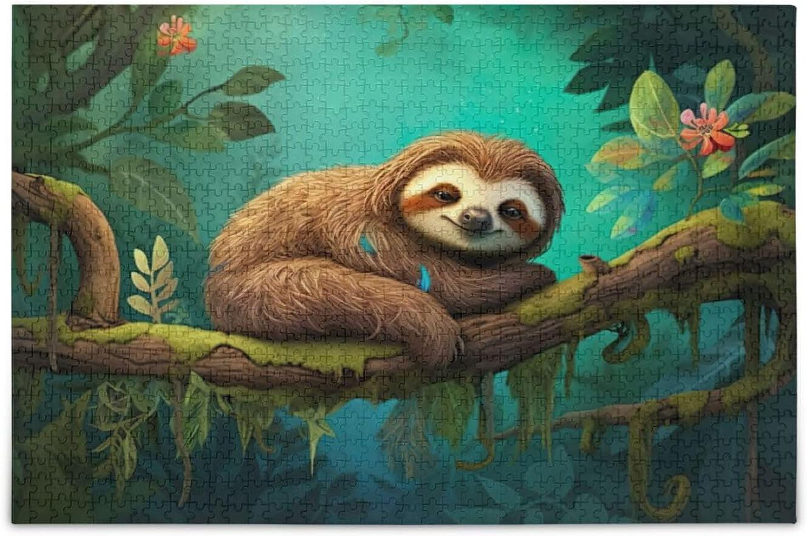 Dreamtimes Cute Sloth Puzzle 500 Pieces - Wooden Jigsaw Puzzles for ...