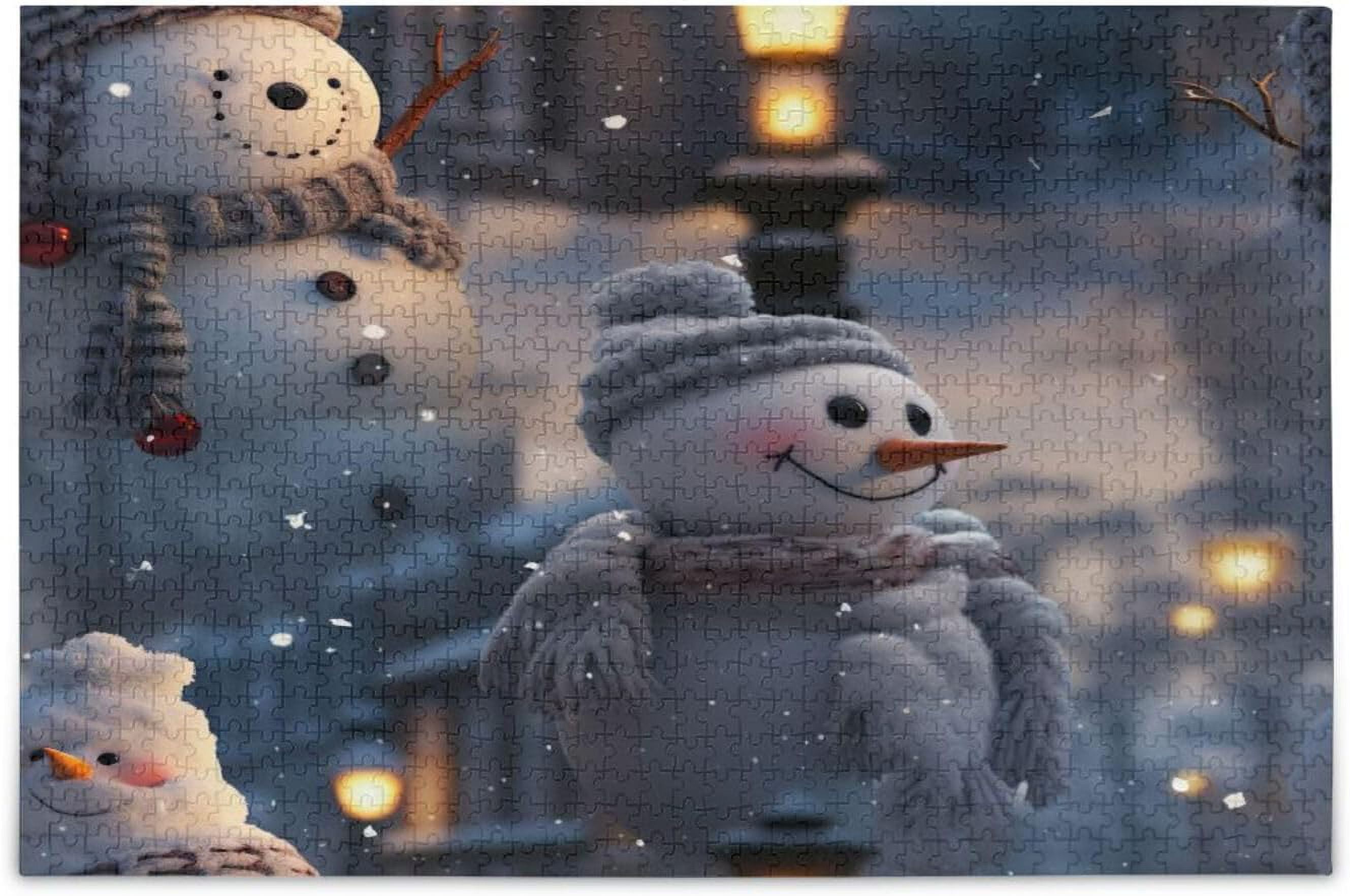 Dreamtimes Cute Snowman Jigsaw Puzzle 1000 Pieces,Wooden Puzzles Family ...