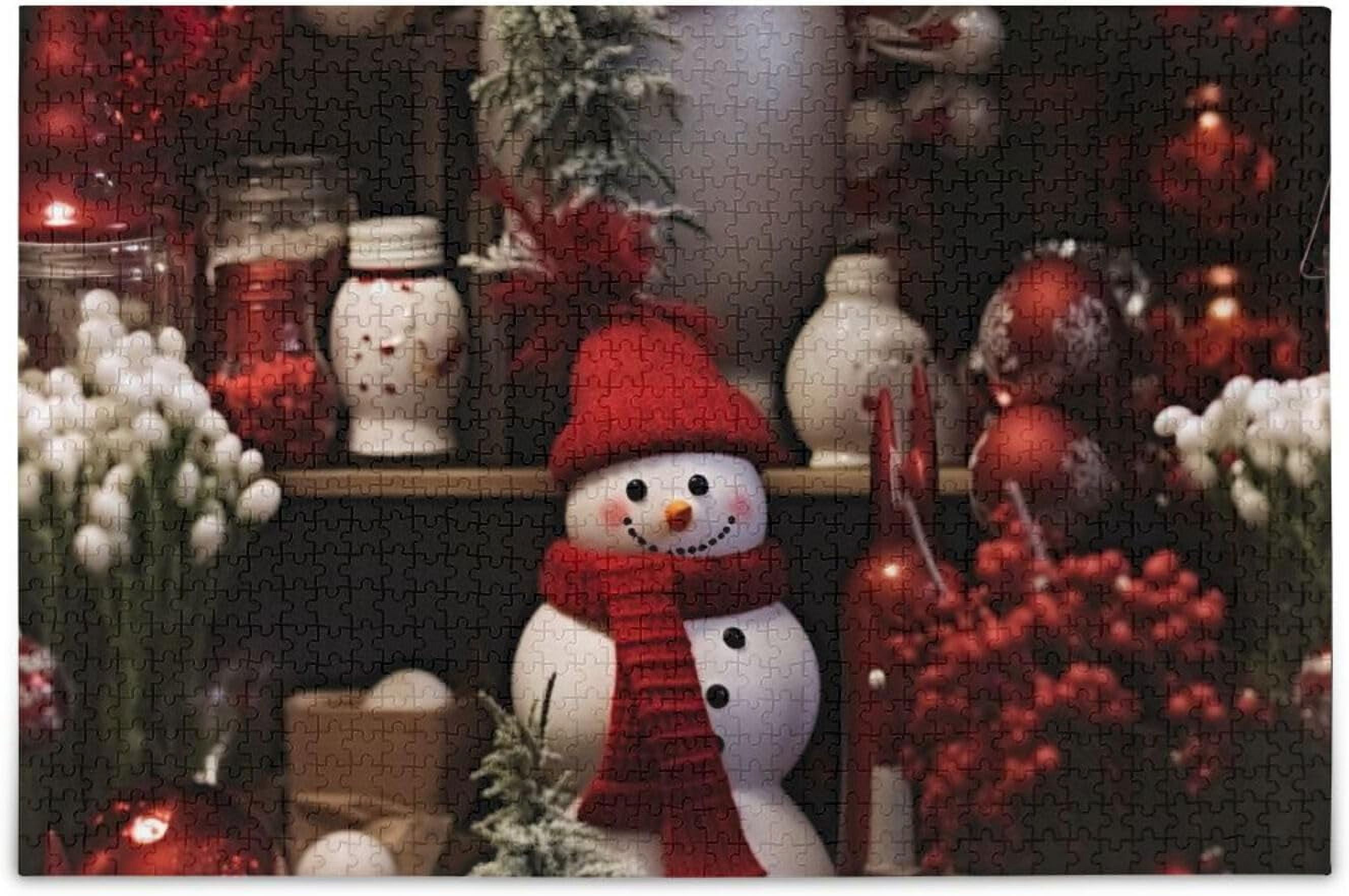 Dreamtimes Cute Snowman Jigsaw Puzzle 1000 Pieces,Wooden Puzzles Family ...