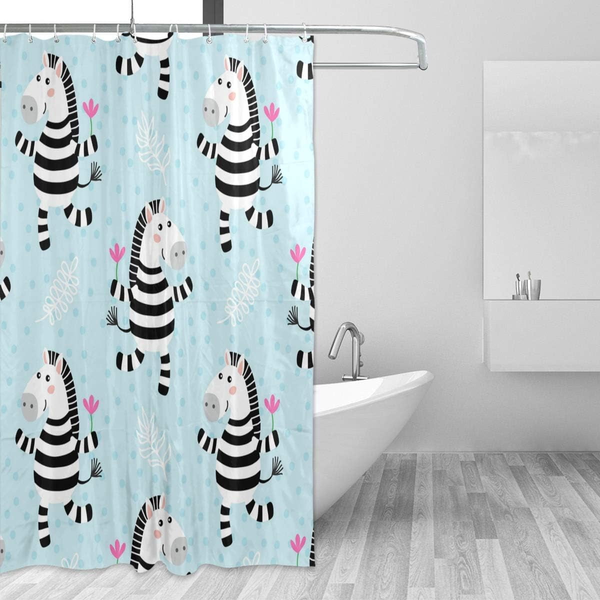 Dreamtimes Cute Zebra Holding Flower Bath Shower Curtain Liners 72x72