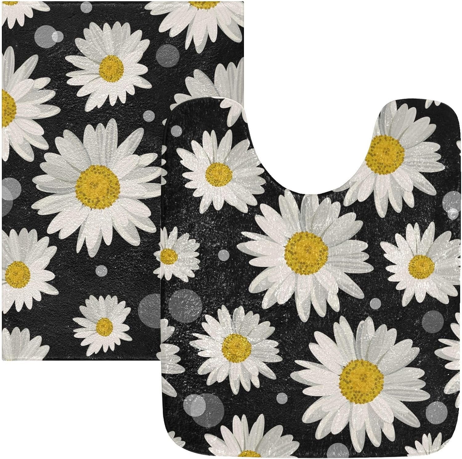 Dreamtimes Daisy Flower Floral Polka Dot Bath Mat for Bathroom Shower U ...