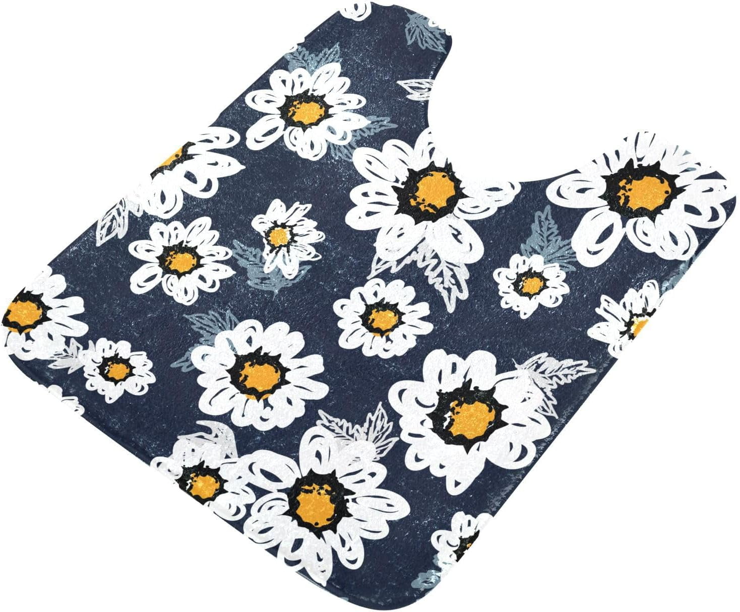 Dreamtimes Daisy Flower High Absorbent U-Shaped Contour Toilet Rugs ...