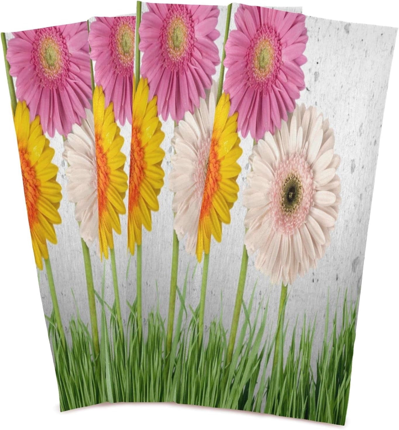 Dreamtimes Daisy Spring Flower Kitchen Towels Set of 4 Dishcloths Hand ...