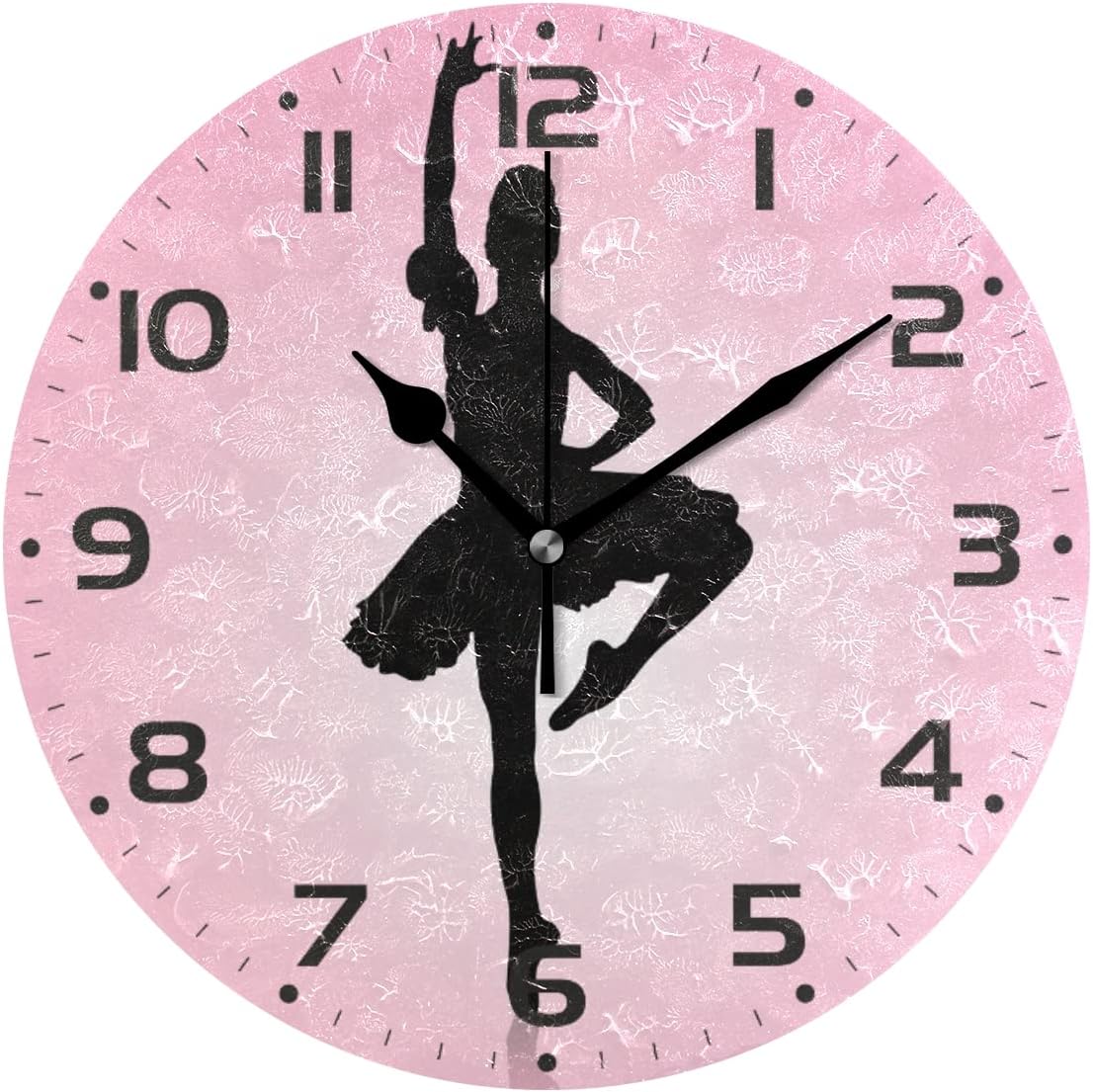 Dreamtimes Dancing Ballerina Silhouette Wall Clock, 10 Inch Silent Non ...