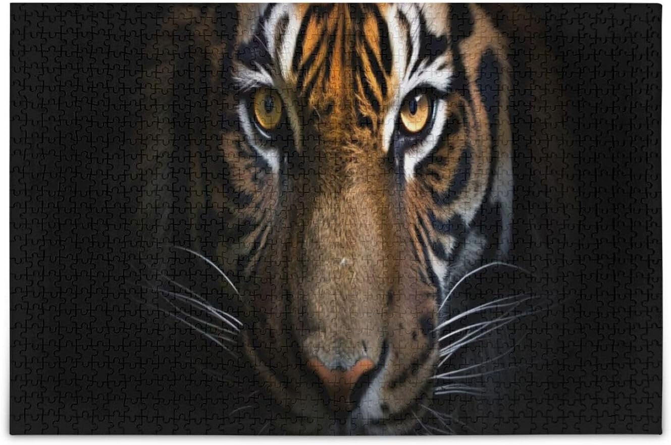 Dreamtimes Dark Tiger Face Puzzle 1000 Pieces - Wooden Jigsaw Puzzles ...