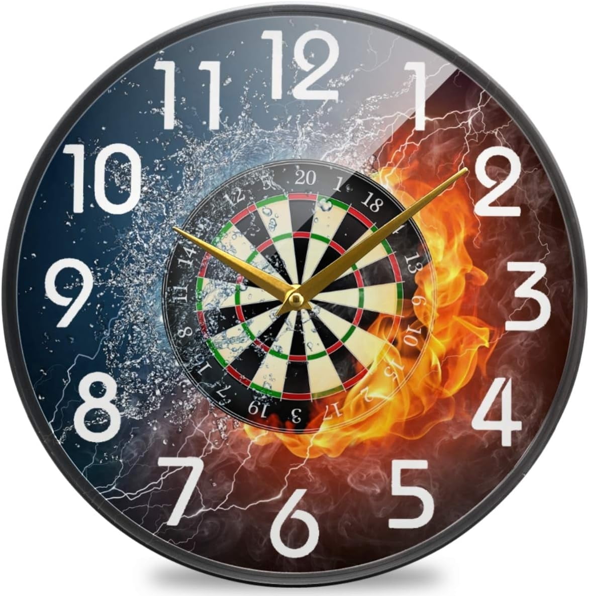Dreamtimes Darts Board in Fire and Water Round Wall Clock, 12 Inch ...