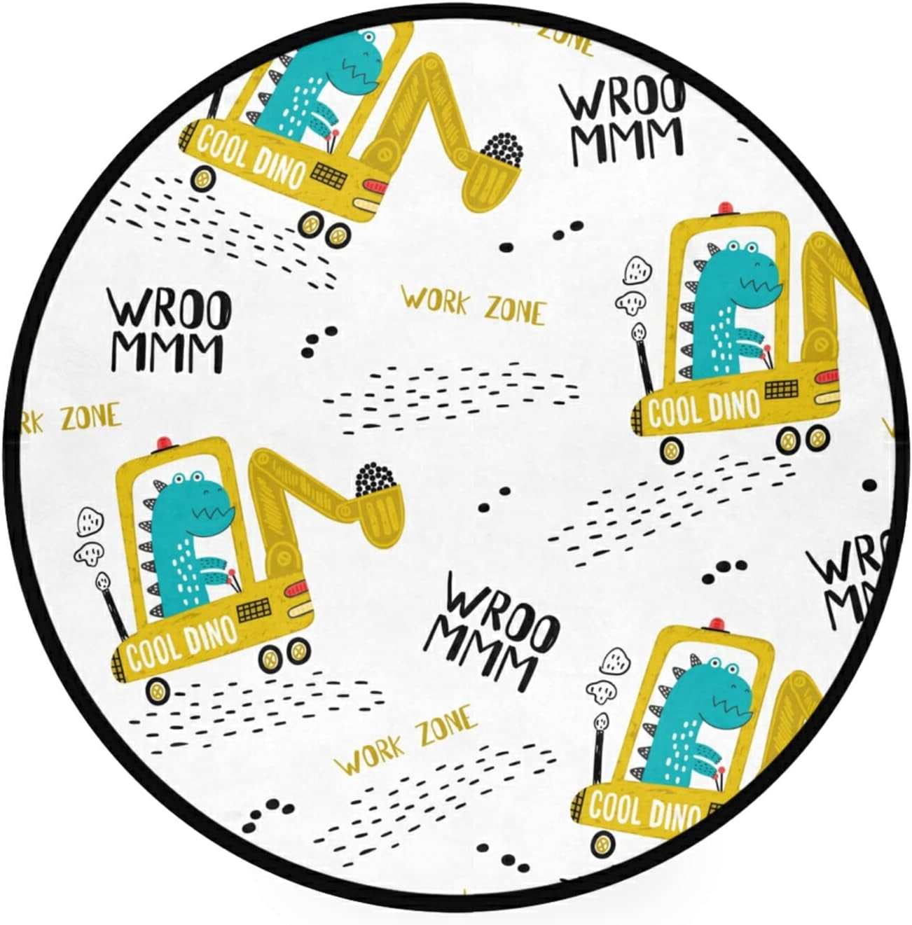 Dreamtimes Dino Digger Work Zone Creative Childish Backg Round Area Rug ...
