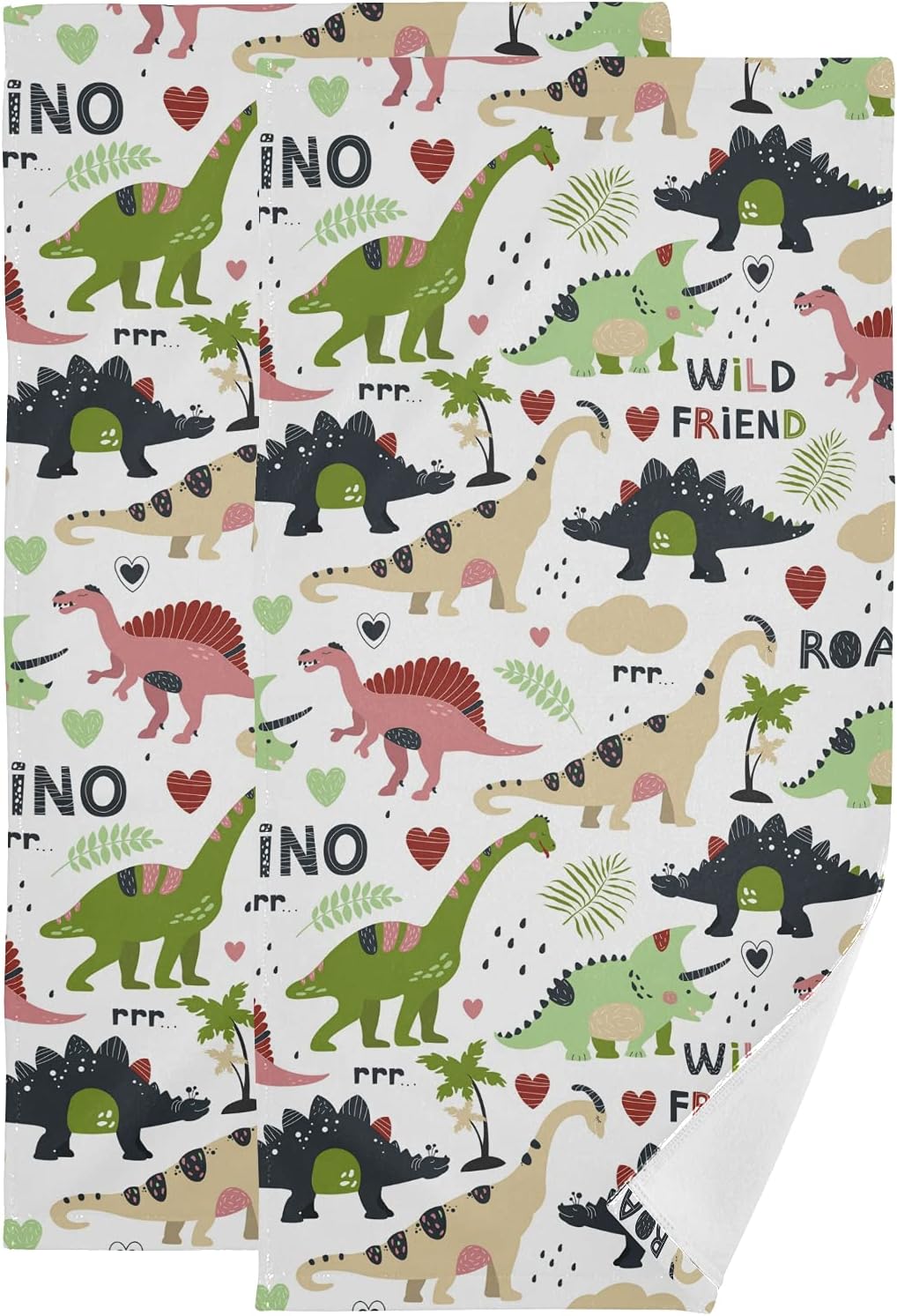 Dreamtimes Dinosaur Soft Hand Towels 2-Piece Absorbent Bath Towel ...