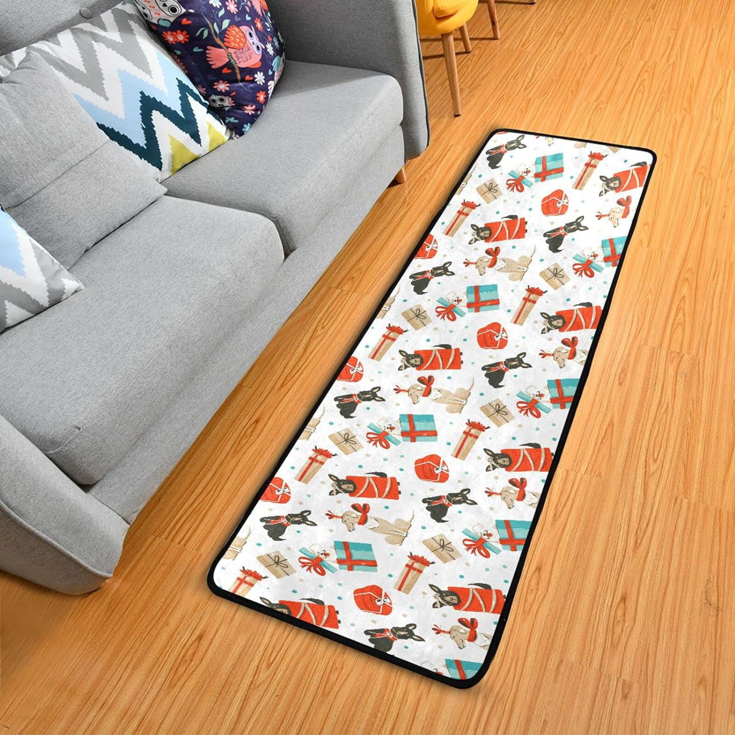 Dreamtimes Dogs Hallway Runner Rug 2'x6' Kitchen Rug with Rubber ...