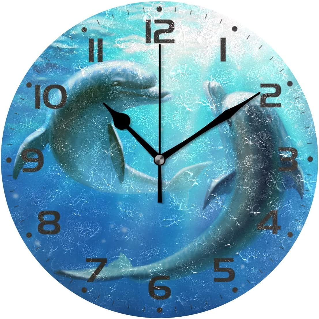 Dreamtimes Dolphins Wall Clock, 10 Inch Silent Non Ticking Round Clock ...