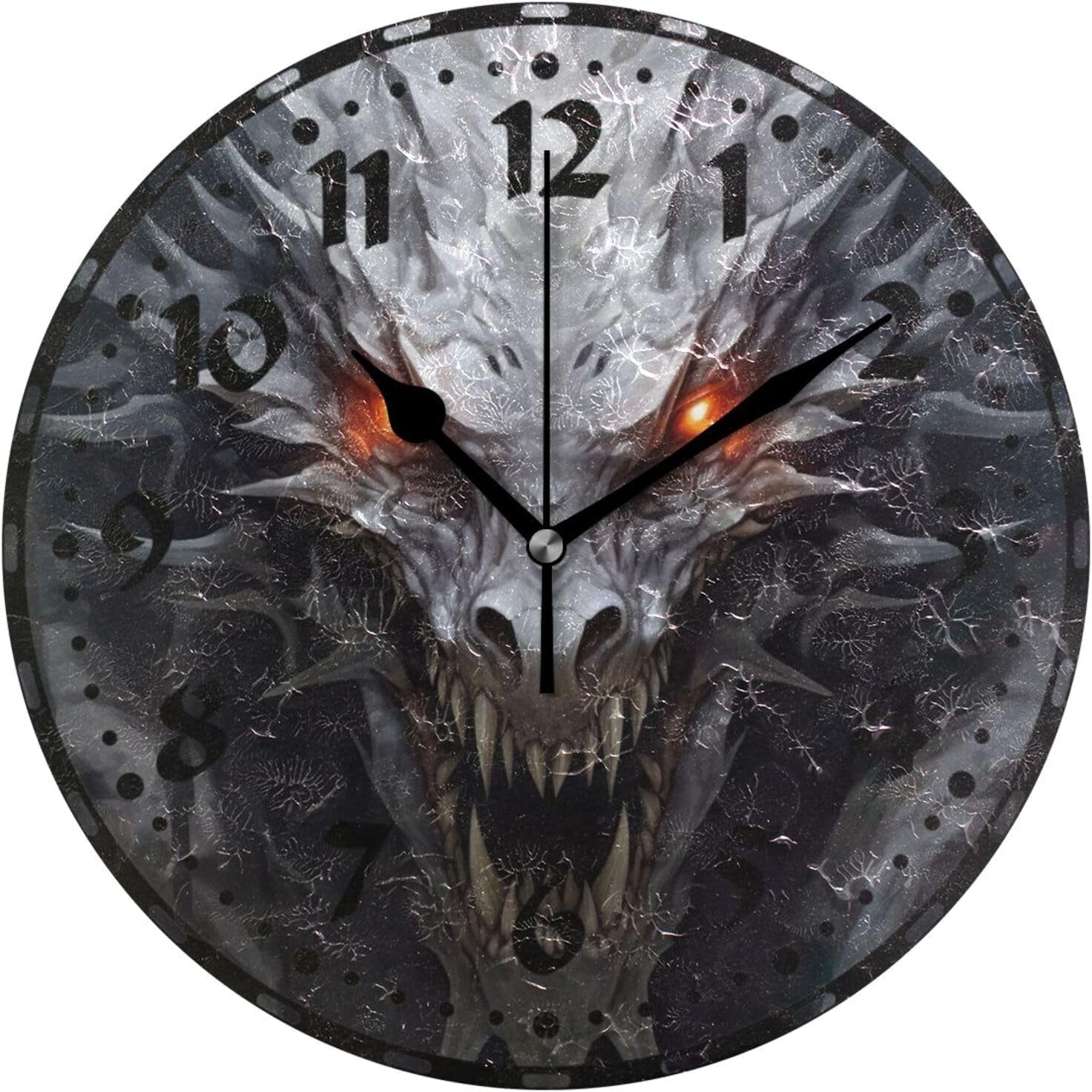 Dreamtimes Dragon Head in Dark Wall Clock, Silent Non Ticking 10 Inch ...
