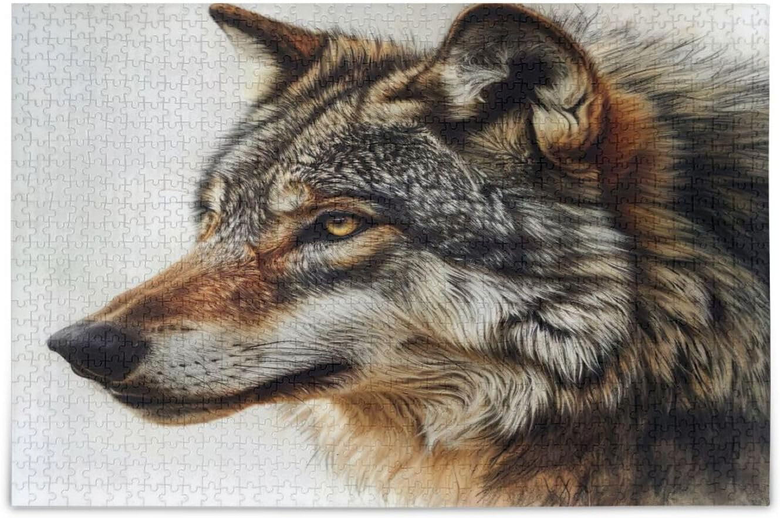 Dreamtimes Drawing Wolf Puzzle 500 Pieces - Wooden Jigsaw Puzzles for ...
