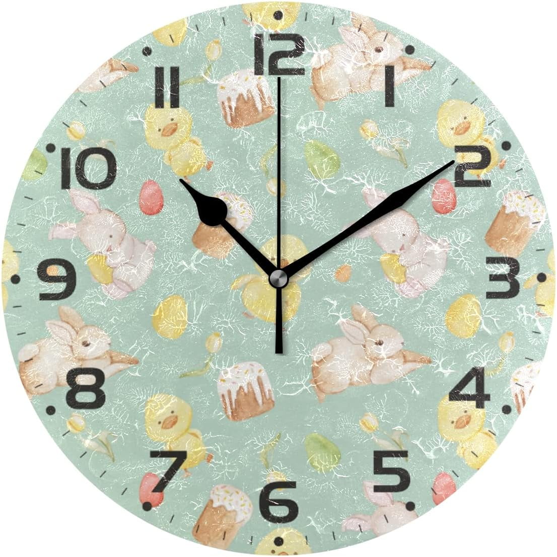 Dreamtimes Easter Bunny Wall Clock, 10 Inch Silent Non Ticking Round ...