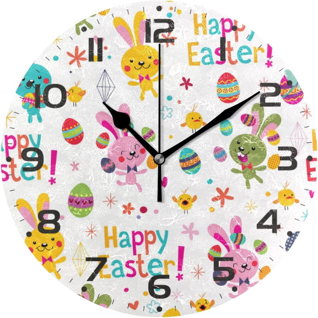 Dreamtimes Easter Bunny Wall Clock, 10 Inch Silent Non Ticking Round ...