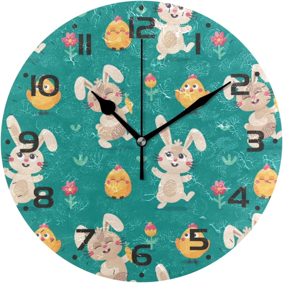 Dreamtimes Easter Bunny Wall Clock, 10 Inch Silent Non Ticking Round ...
