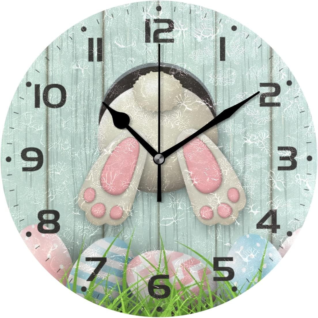 Dreamtimes Easter Bunny Wall Clock, 10 Inch Silent Non Ticking Round ...