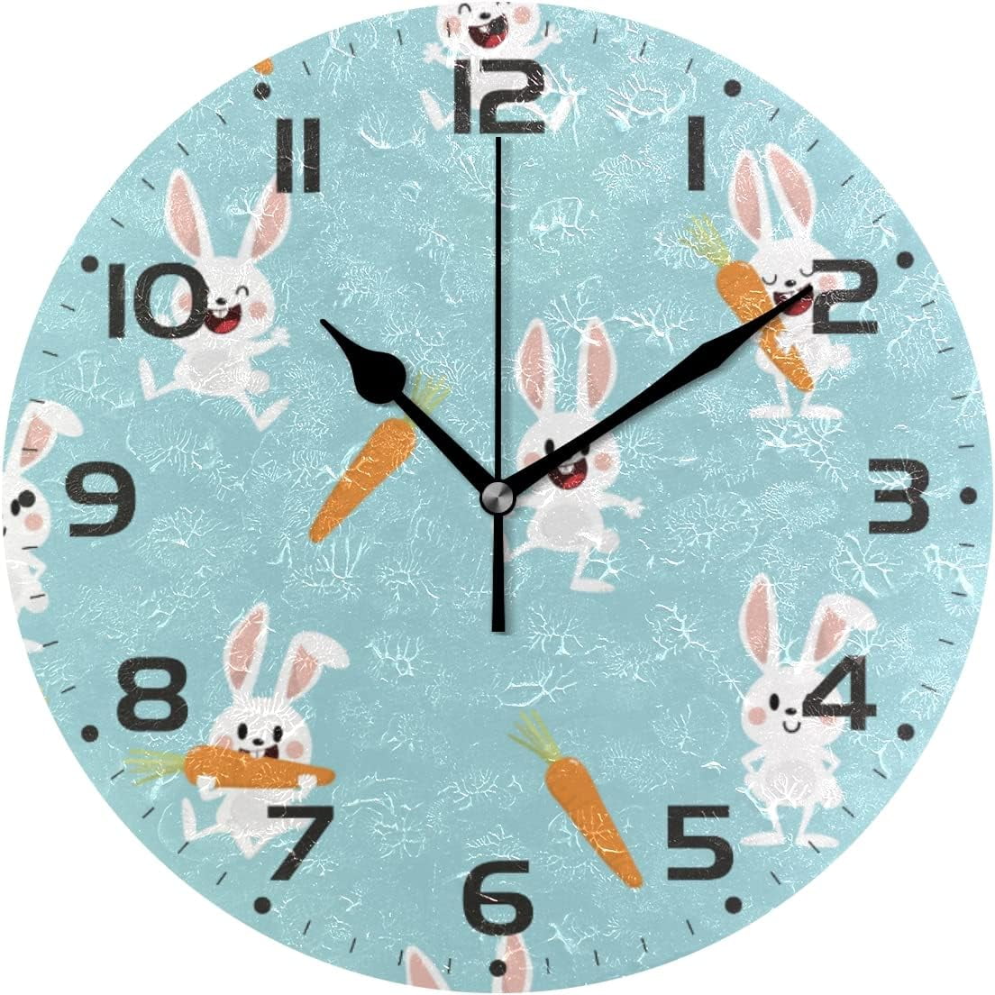 Dreamtimes Easter Bunny Wall Clock, 10 Inch Silent Non Ticking Round ...