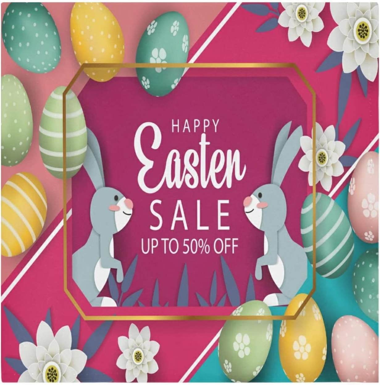 Dreamtimes Easter Cloth Napkins 1PCS,Happy Easter Beautiful Eggs and ...
