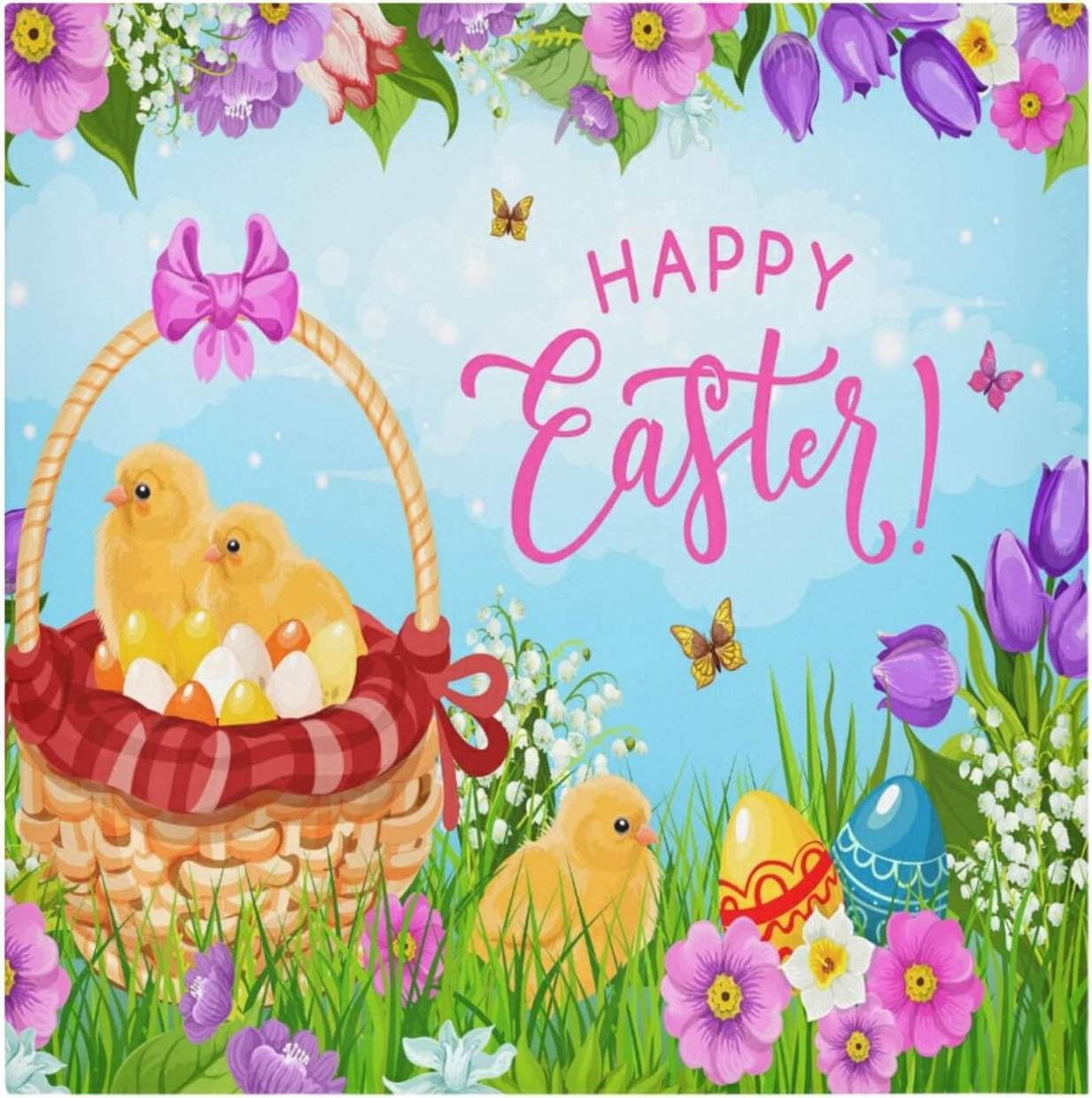 Dreamtimes Easter Cloth Napkins 1PCS,Happy Easter Cute Chicks and ...