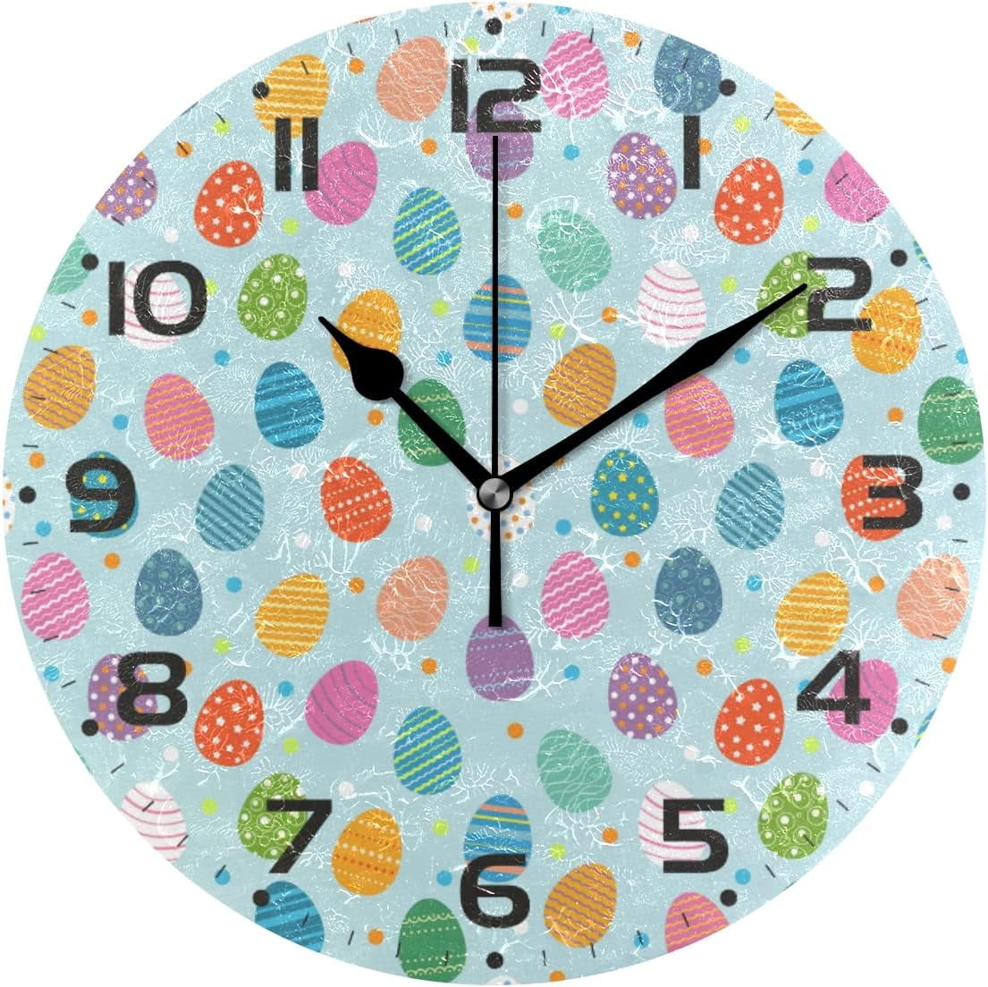 Dreamtimes Easter Egg Wall Clock, 10 Inch Silent Non Ticking Round ...