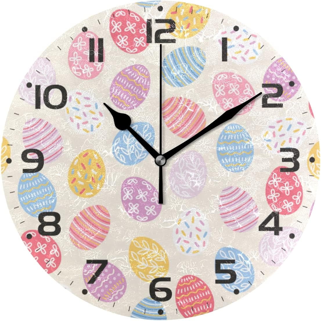 Dreamtimes Easter Egg Wall Clock, 10 Inch Silent Non Ticking Round ...