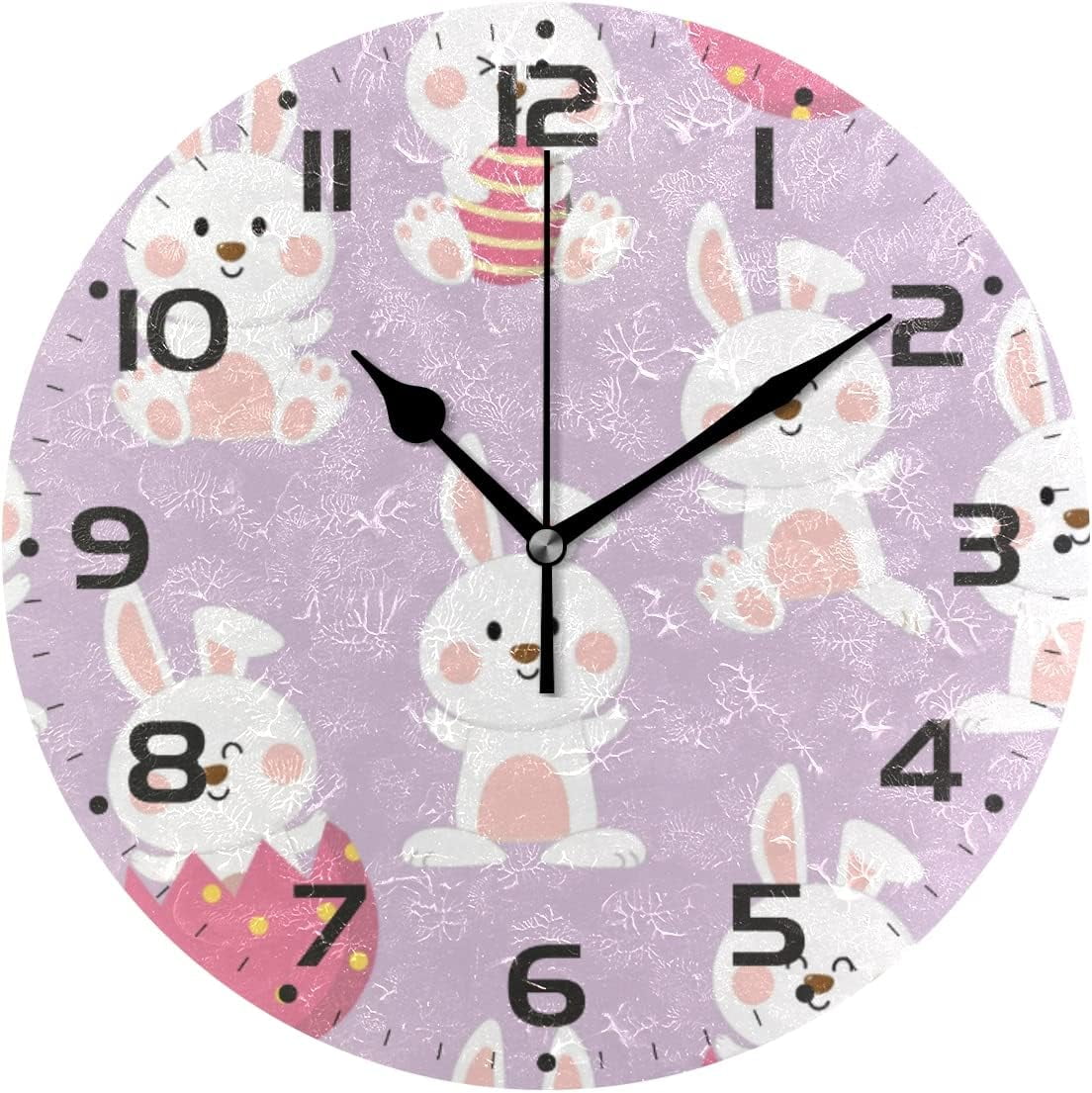Dreamtimes Easter Eggs Wall Clock, 10 Inch Silent Non Ticking Round ...