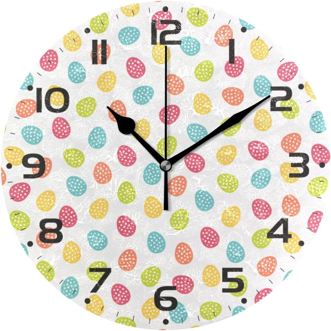 Dreamtimes Easter Eggs Wall Clock, 10 Inch Silent Non Ticking Round ...