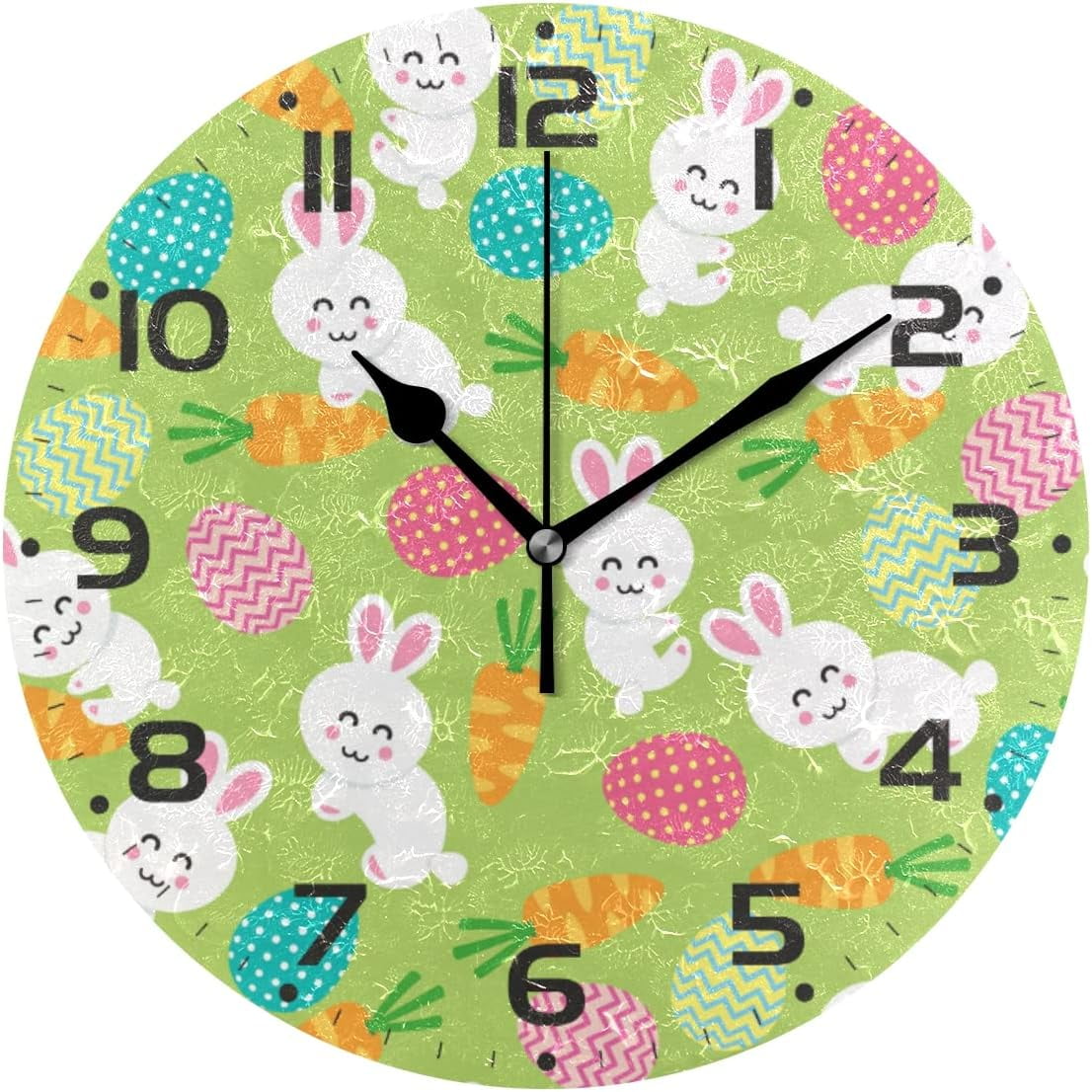 Dreamtimes Easter Eggs Wall Clock, 10 Inch Silent Non Ticking Round ...