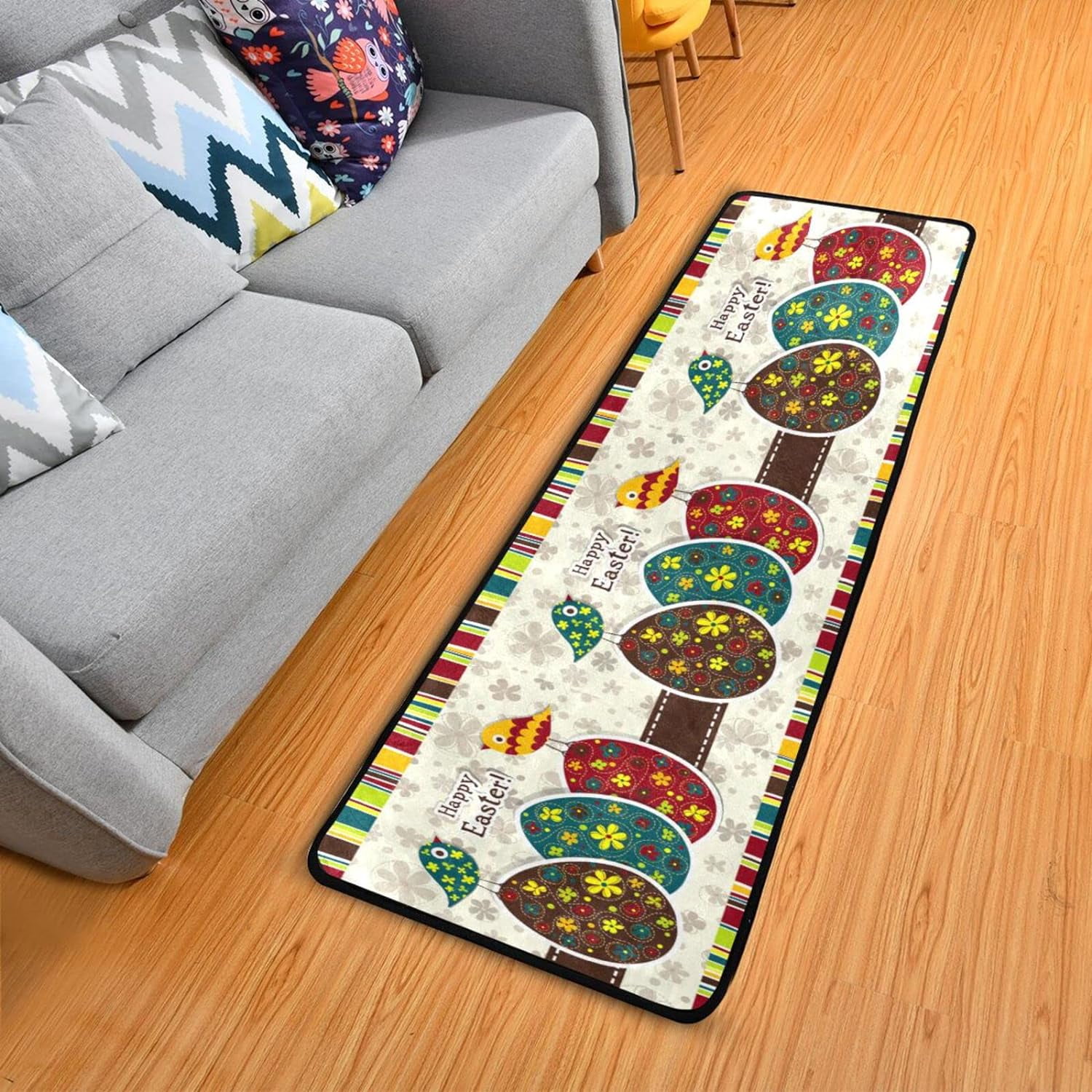 Dreamtimes Easter Ethnic Flower Egg Hallway Runner Rug 2'x6' Kitchen ...