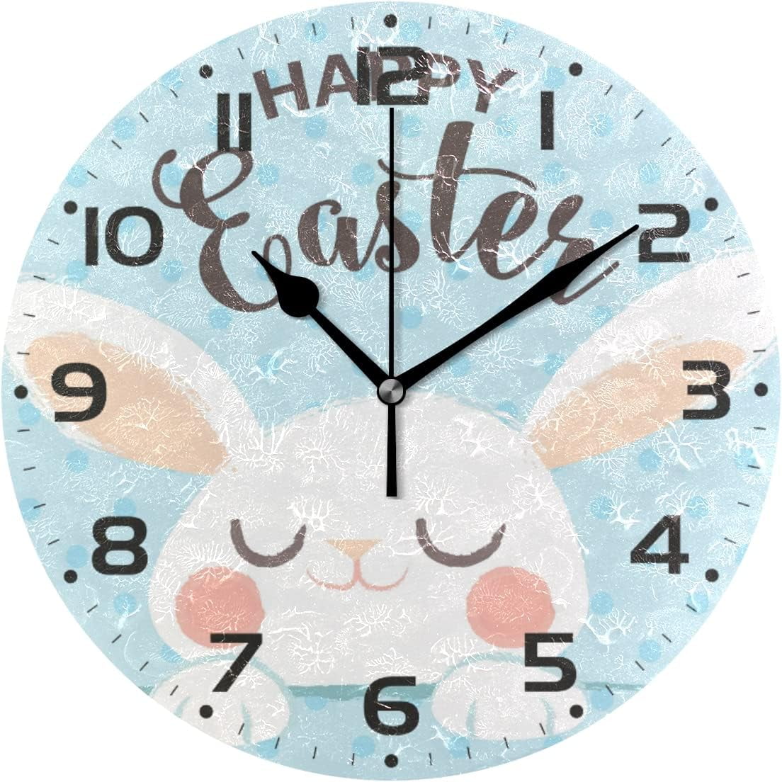 Dreamtimes Easter Rabbit Wall Clock, 10 Inch Silent Non Ticking Round ...