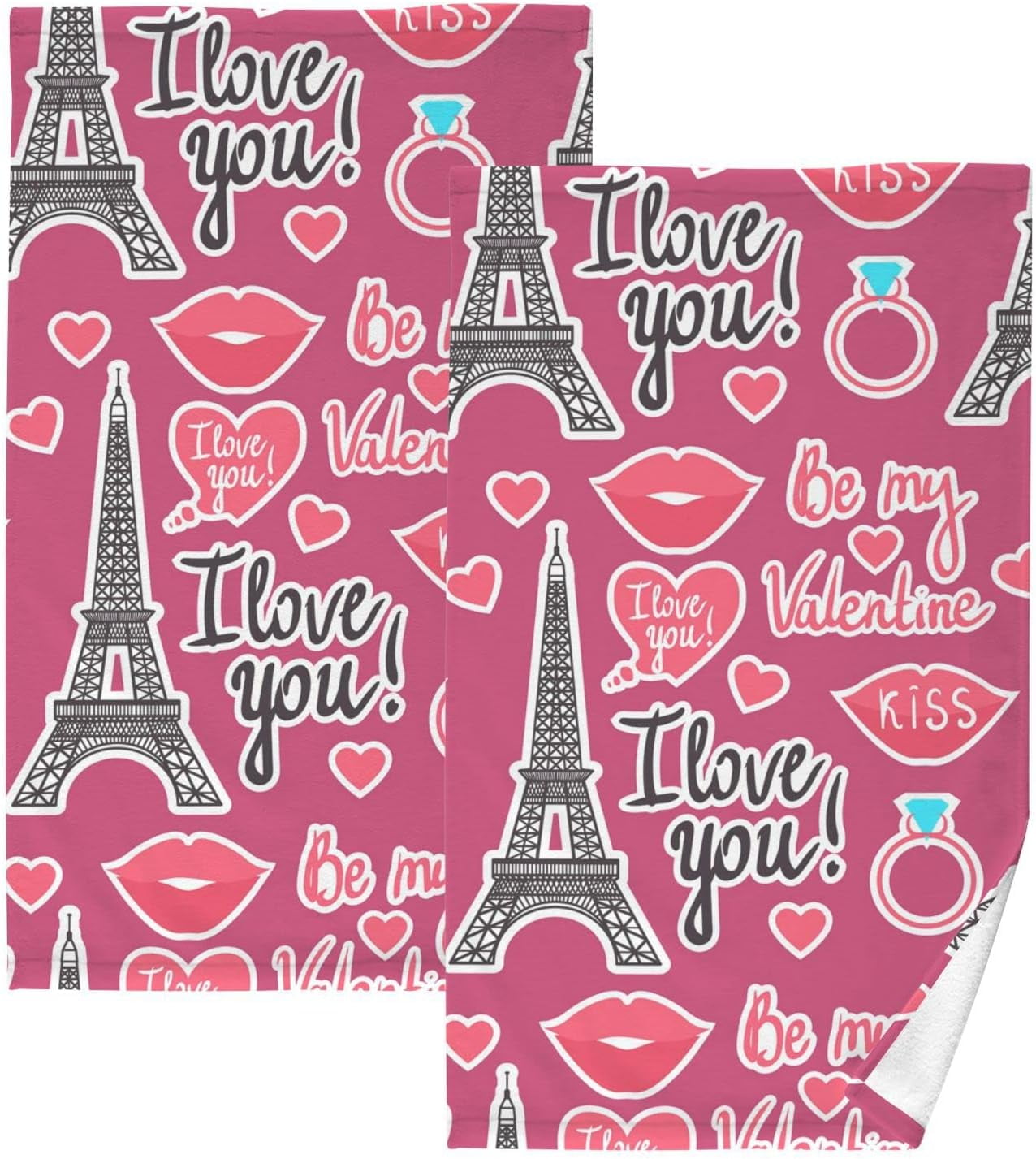 Dreamtimes Eiffel Tower Cotton Hand Towels Set of 2 Absorbent Bath ...