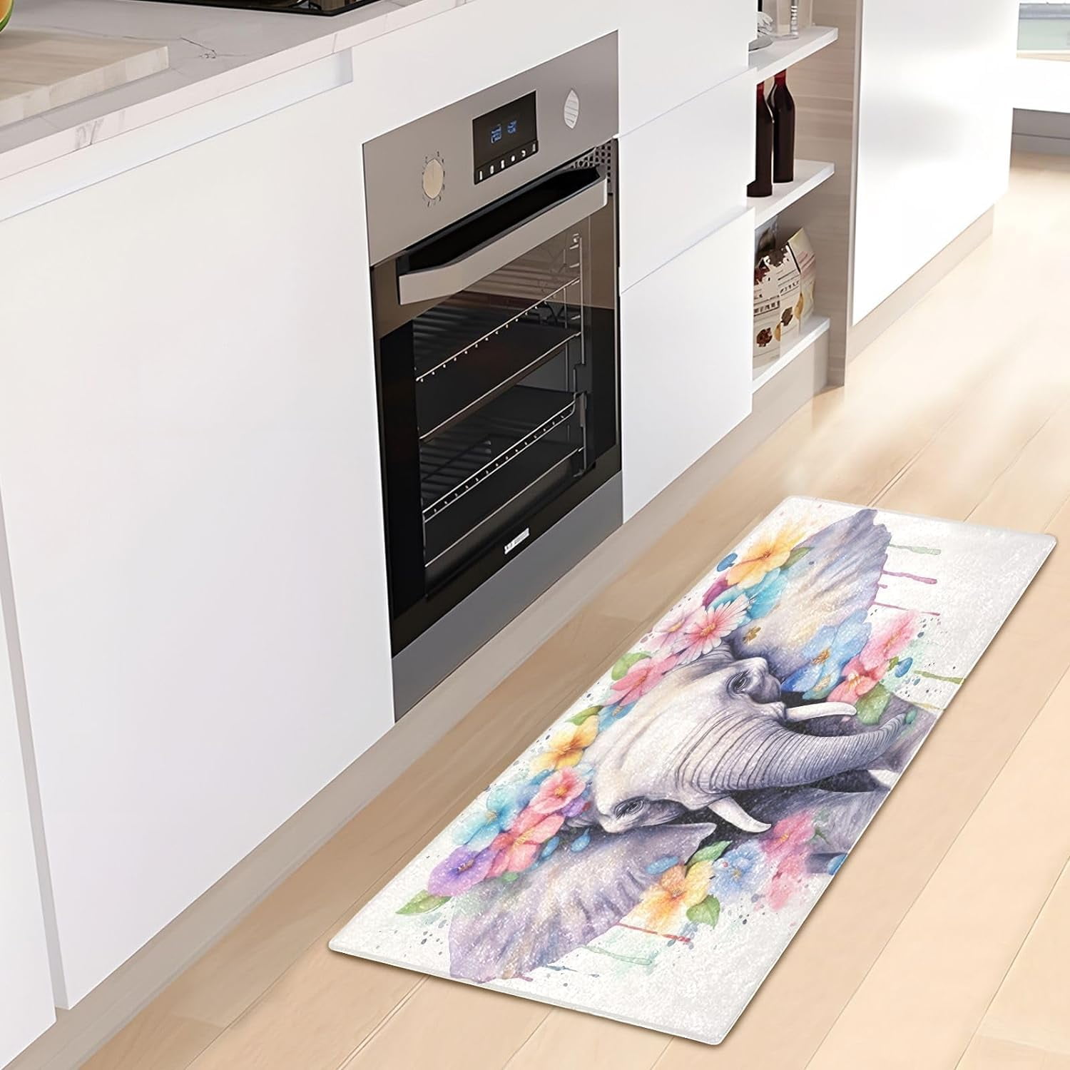 Dreamtimes Elephant Painted Kitchen Mat 20"x39", Non Skid Kitchen ...