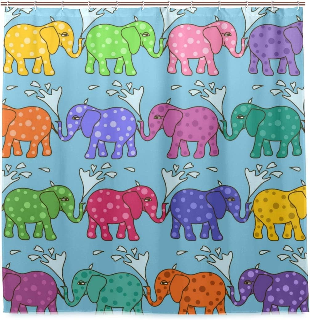 Dreamtimes Elephants Taking Shower Bath Shower Curtain Liners 72x72