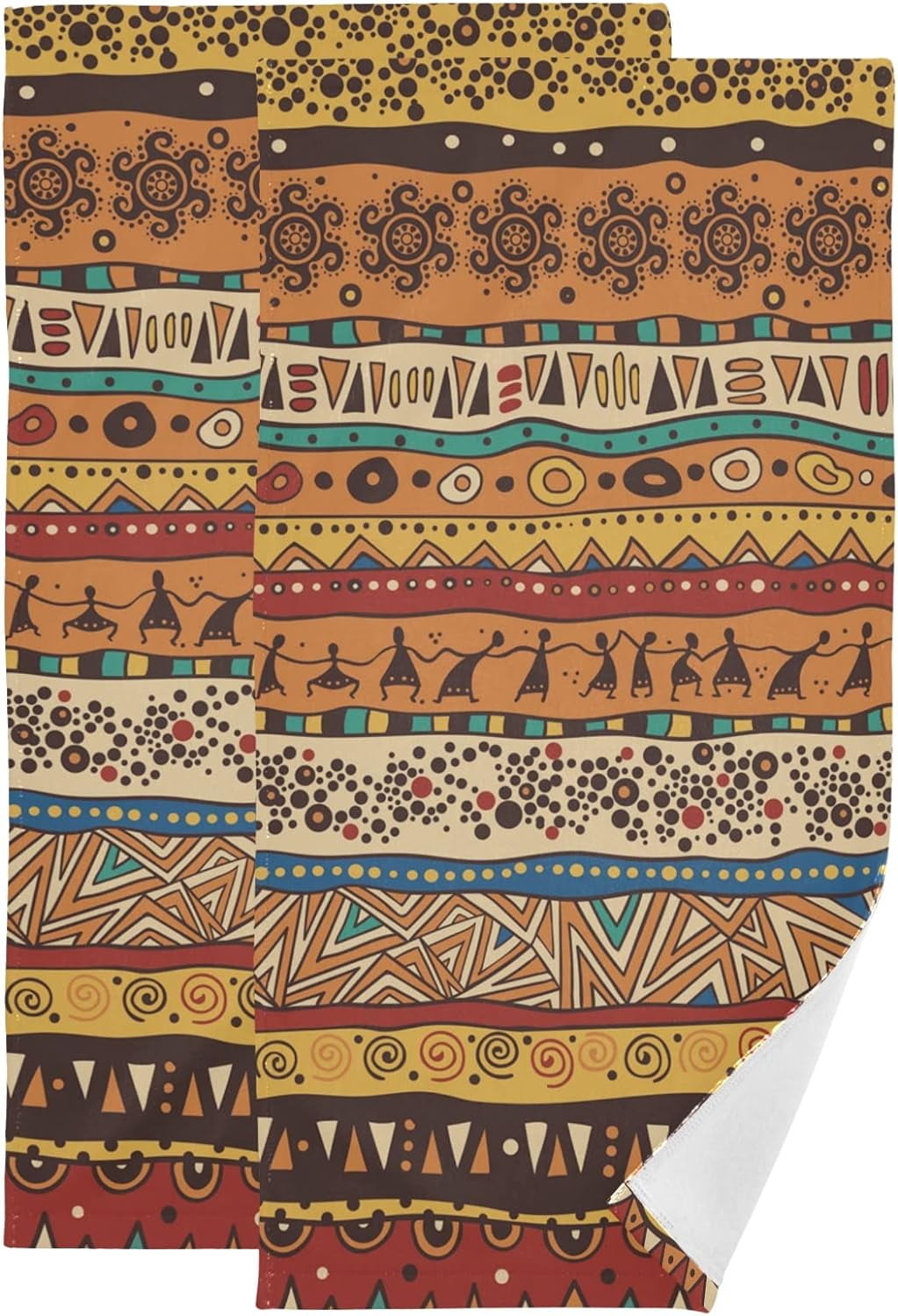 Dreamtimes Ethnic Orange African Stripes Pattern Soft Fluffy Guest 2 ...