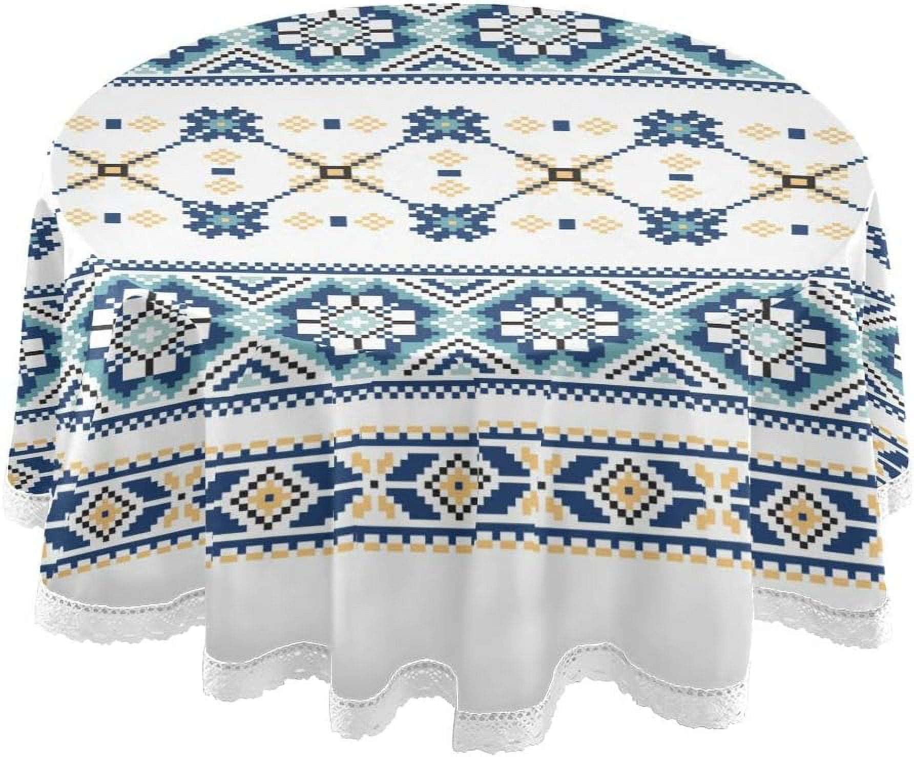 Dreamtimes Ethnic Pattern Round Tablecloth 60", Waterproof Tablecloth ...