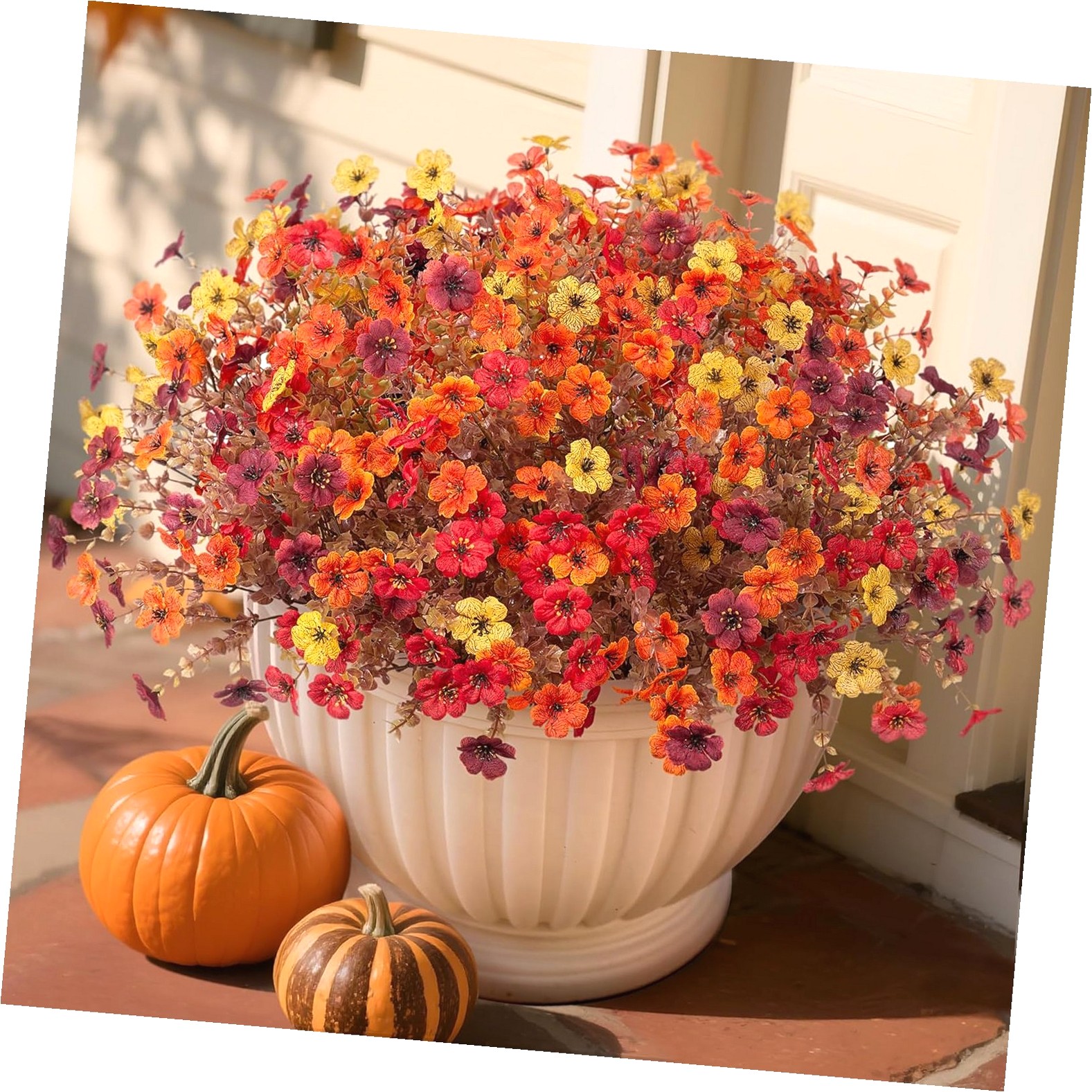 Dreamtimes Fall Mums for Outdoors Potted, 12 Bundles Fake Fall Daisy ...