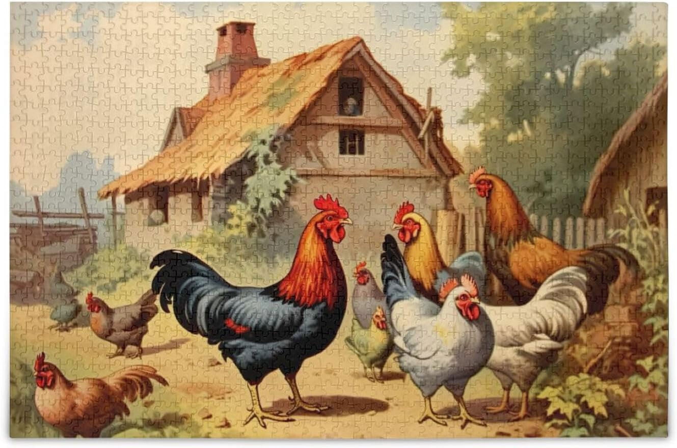 Dreamtimes Farm Chickens Puzzle 1000 Pieces - Wooden Jigsaw Puzzles for ...
