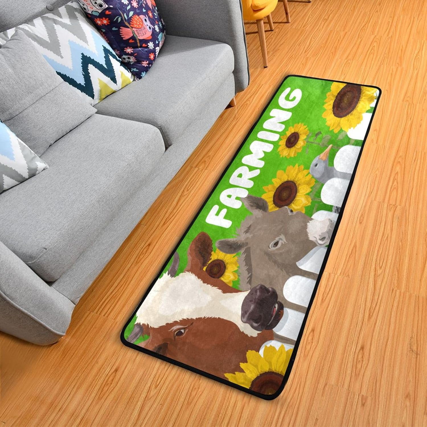 Dreamtimes Farm Cow Animal Runner Rug 2'x6' Kitchen Rug Non Slip with ...