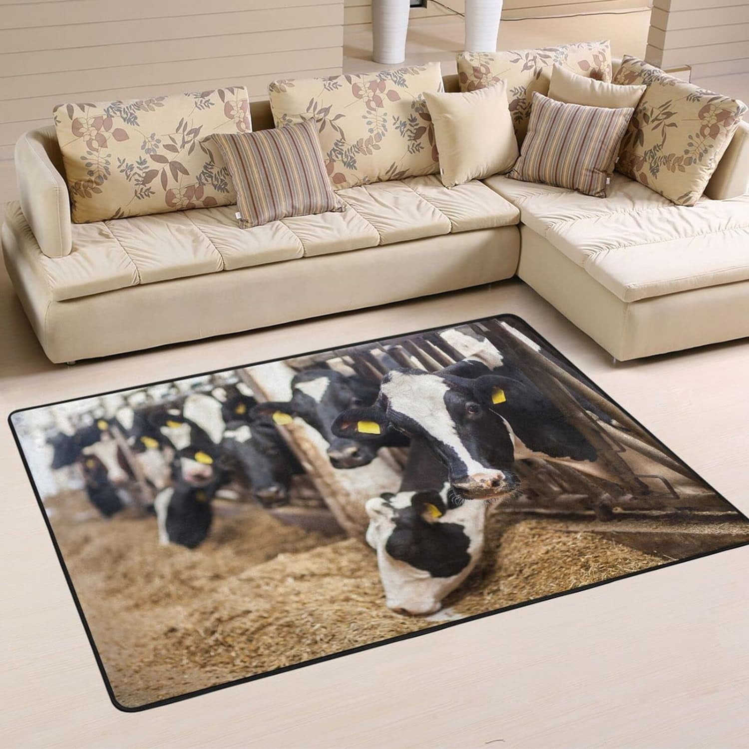 Dreamtimes Farm Cow Cattle Non-Slip Area Rug Farmhouse Animal Floor ...