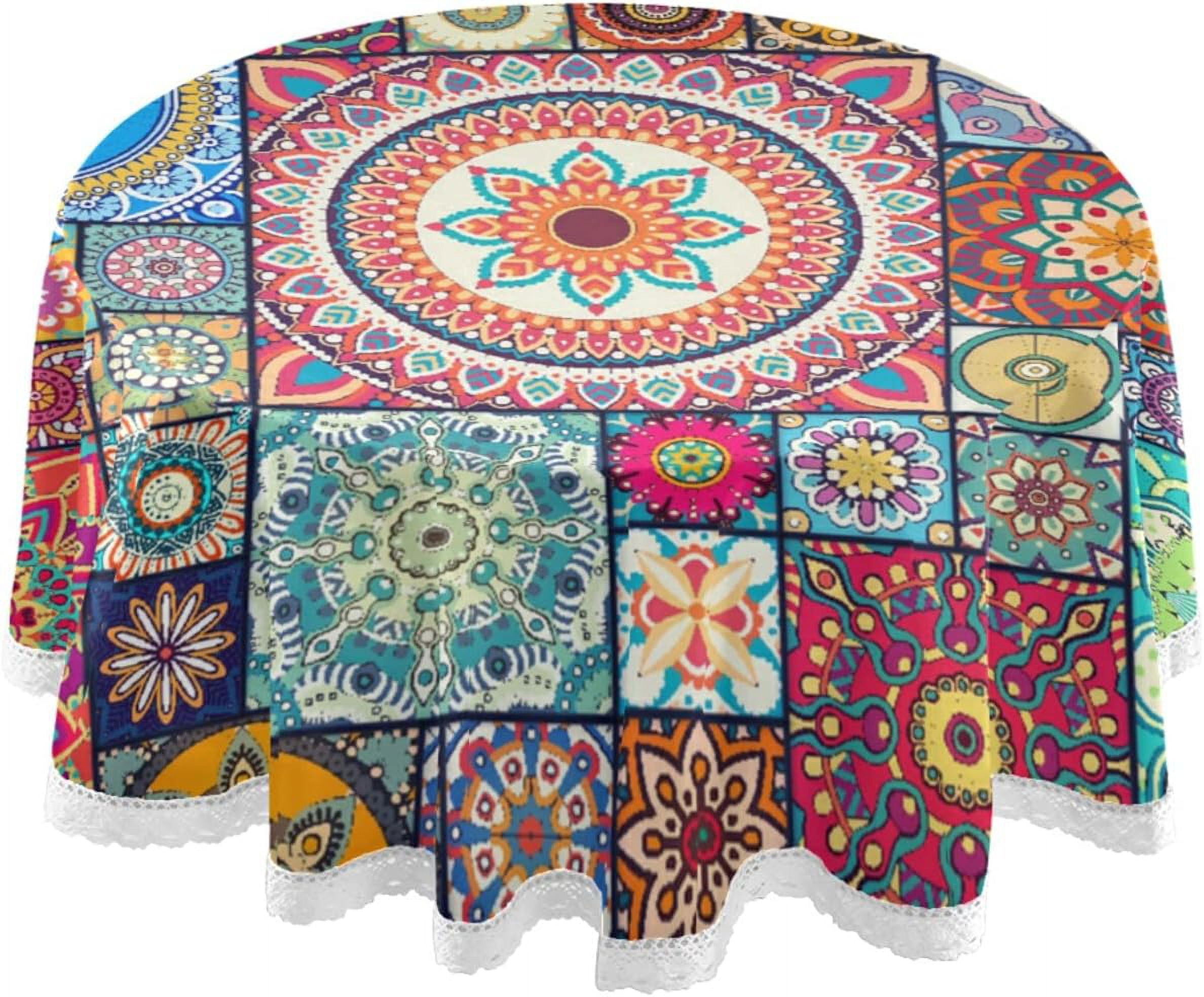 Dreamtimes Fashion Mandala Native Round Tablecloth 60", Table Cover ...