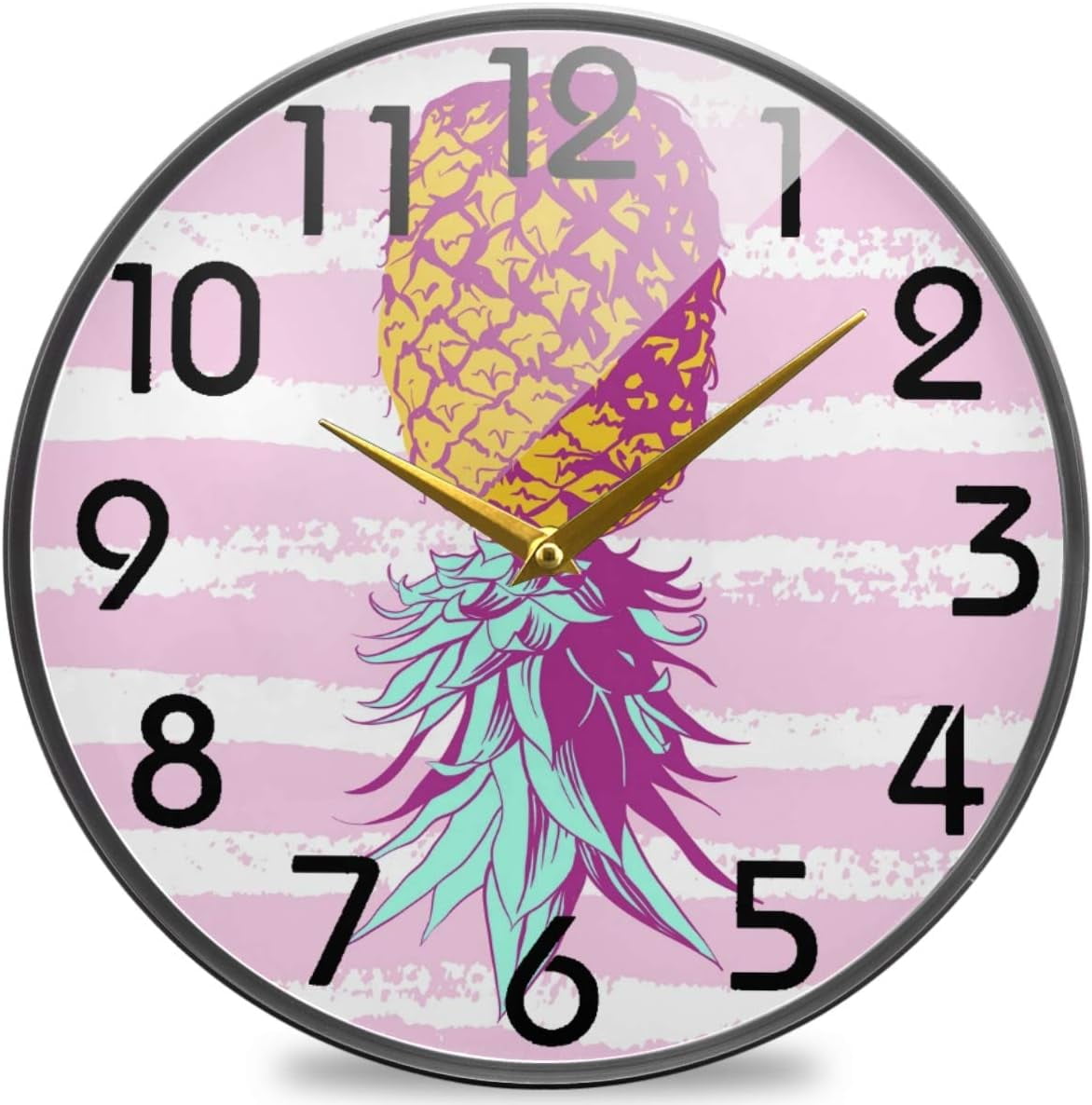 Dreamtimes Fashion Pineapple with Pink Striped Round Wall Clock, 10 ...