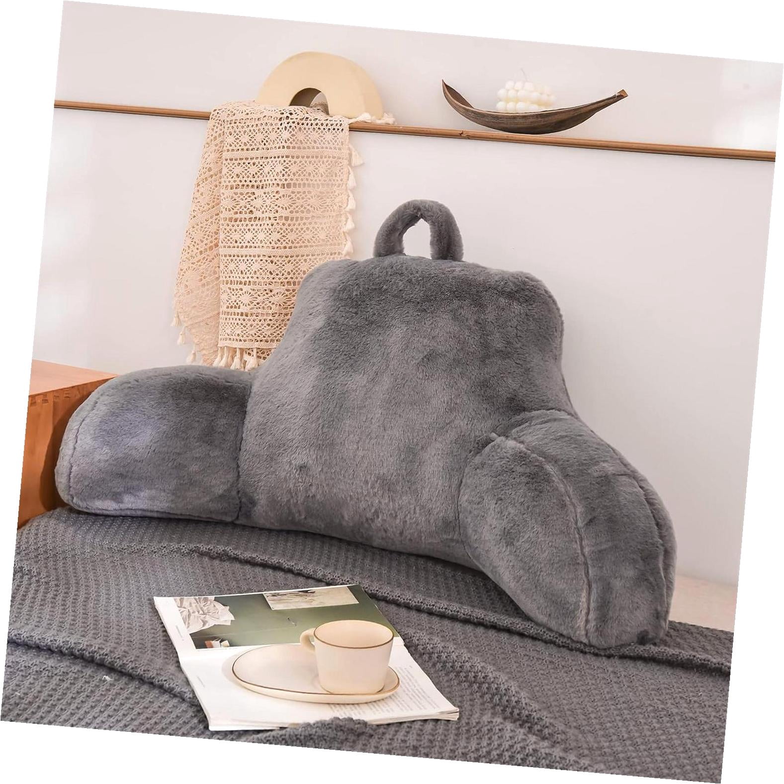 Dreamtimes Faux Fur Reading Pillow Bed Wedge Large for Adults and Kids ...