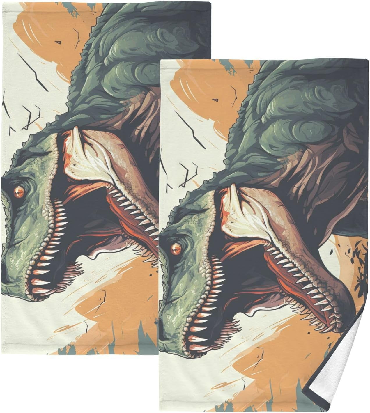 Dreamtimes Fierce Rex Dinosaur Bath Towels Set 16×28 inches, Cotton ...