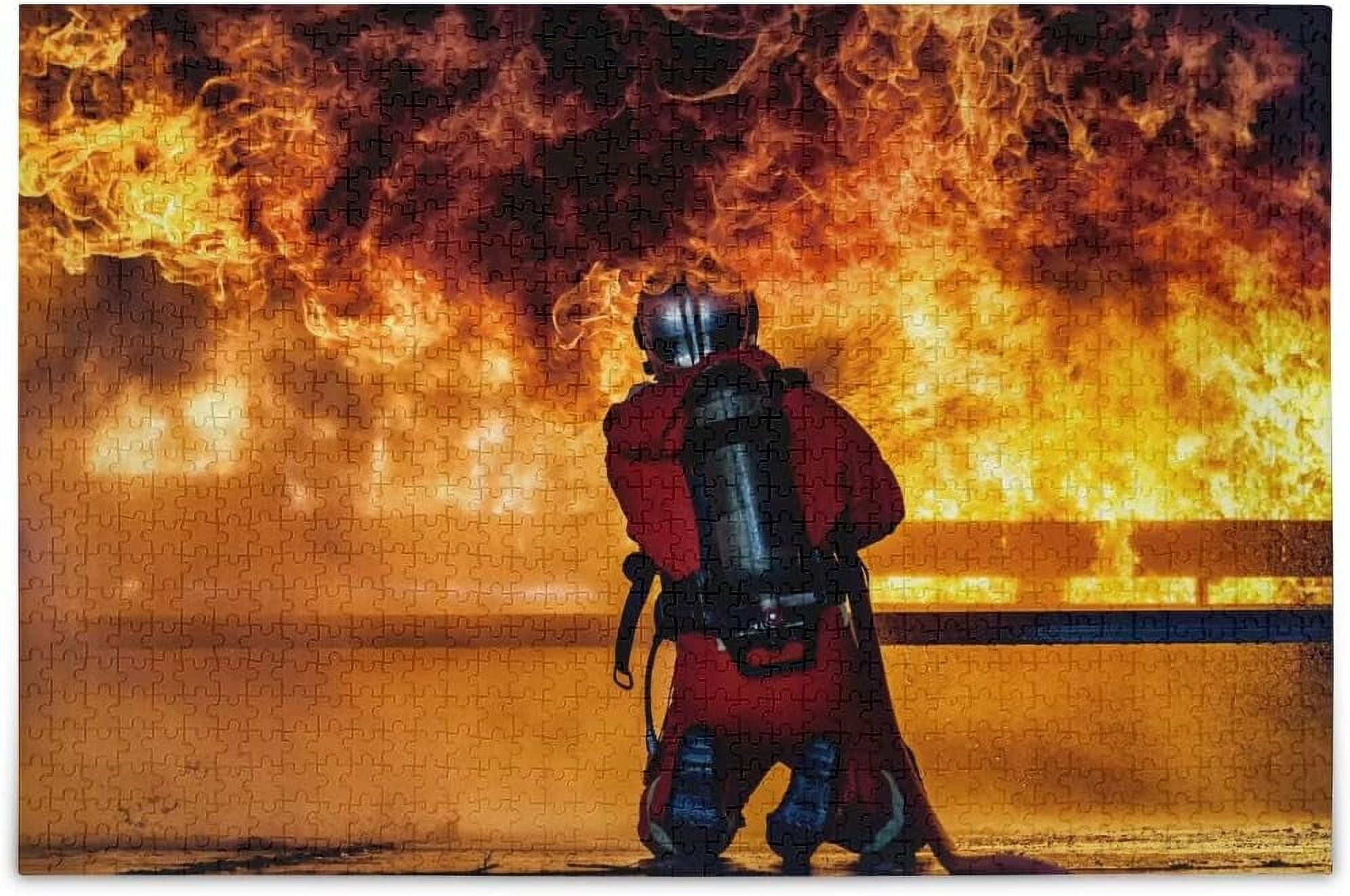 Dreamtimes Firefighter Fireman Fighting in Fire Flame Jigsaw Puzzles ...
