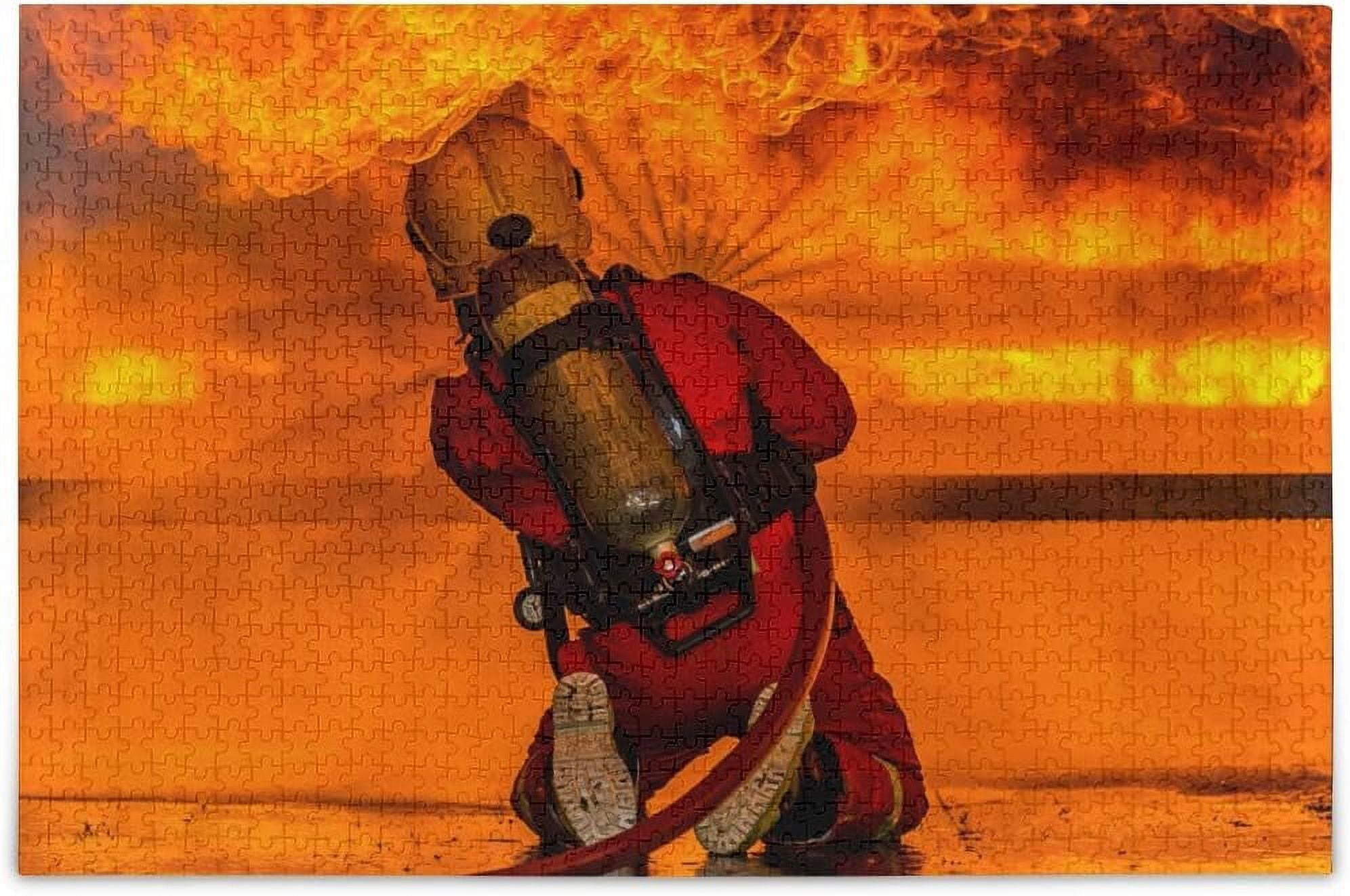 Dreamtimes Fireman Firefighter Rescue in Fire Fighting Flame Jigsaw ...