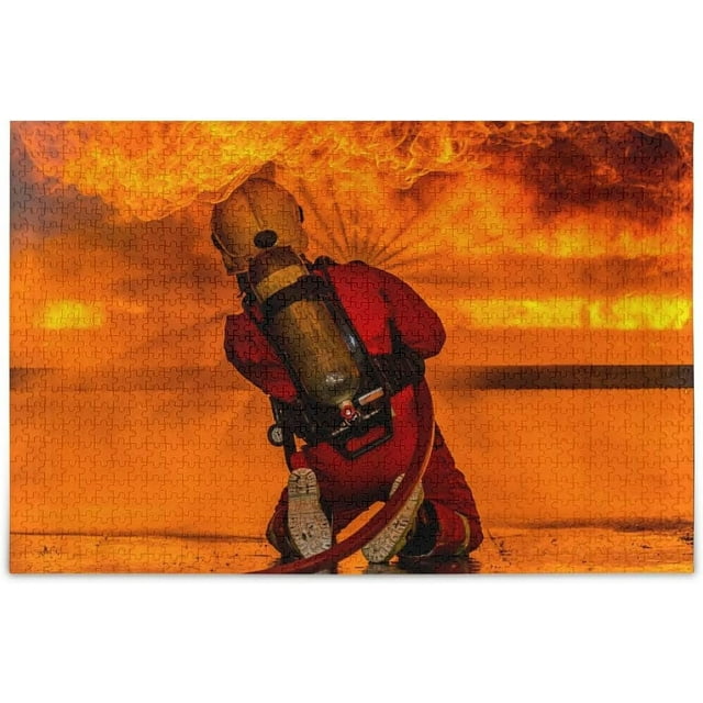 Dreamtimes Fireman Firefighter Rescue in Fire Fighting Flame Jigsaw ...