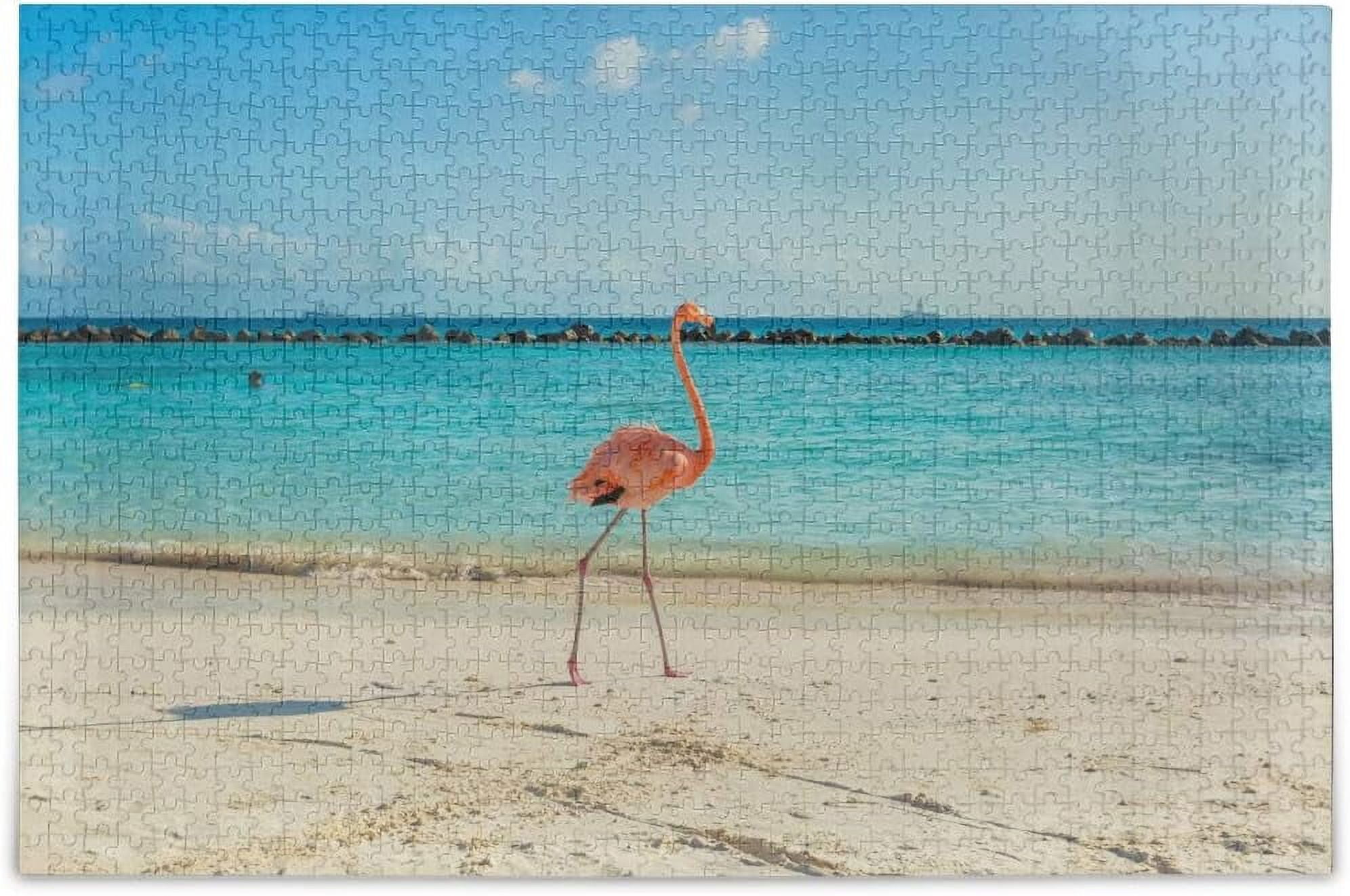 Dreamtimes Flamingo On Beach Summer Blue Ocean Sky Jigsaw Puzzles 1000 ...