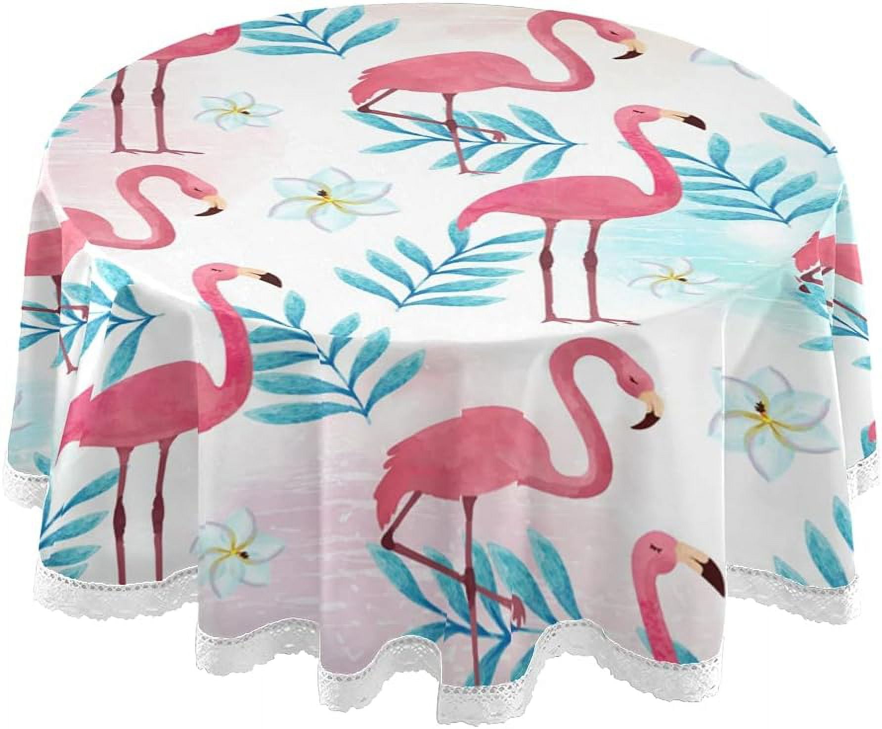 Dreamtimes Flamingo Round Tablecloth 60", Waterproof Stain and Wrinkle ...