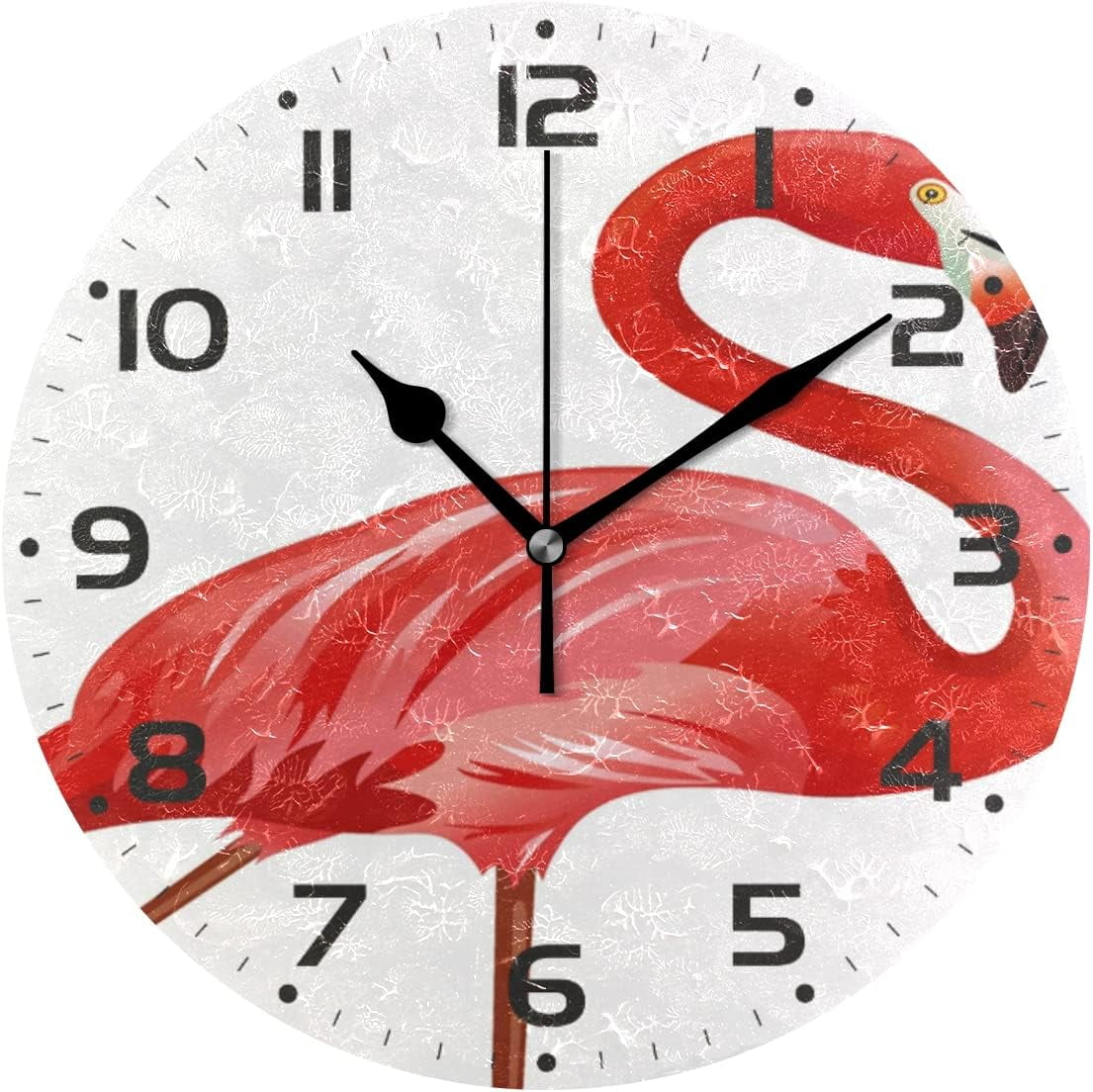Dreamtimes Flamingo Wall Clock, 10 Inch Silent Non Ticking Round Clock ...